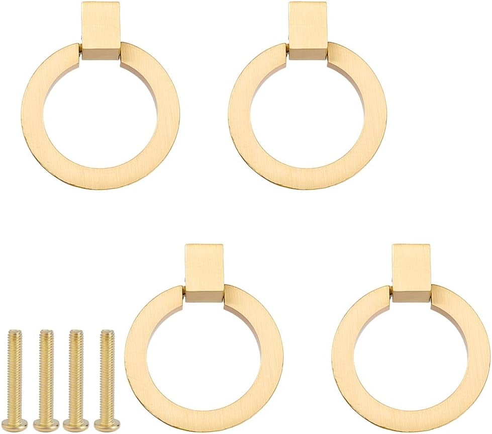 4 Set Solid Brass Pulls for Dresser Drawer Ring Pulls Furniture ...