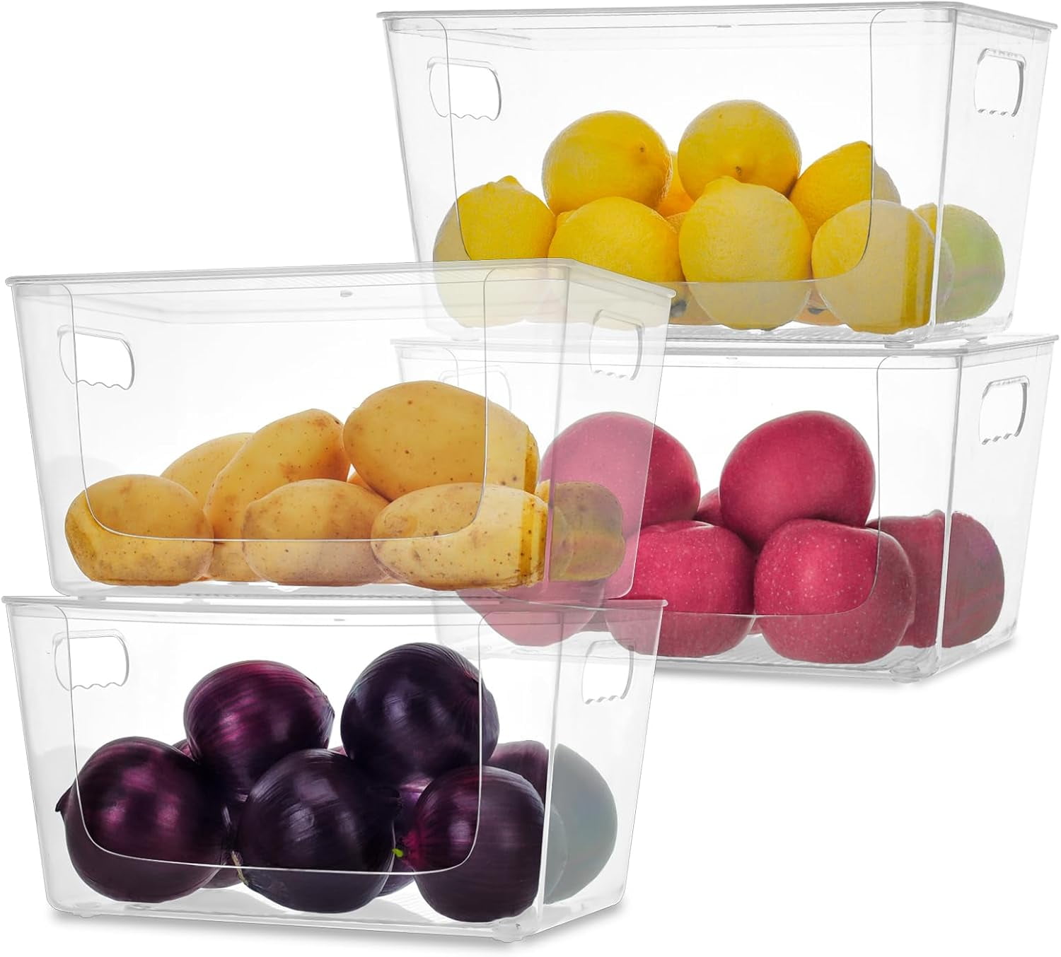 4 Set Stackable Pantry Organizer and Storage, Front Open & Enclosed ...