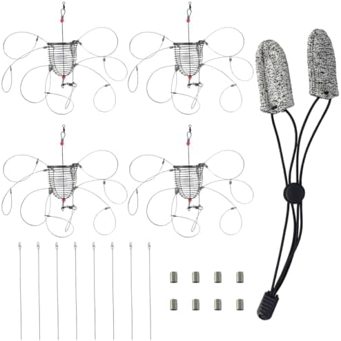 4 Set Stainless Steel Crab Snare Traps with 8 Loops+Non-Slip Finger ...