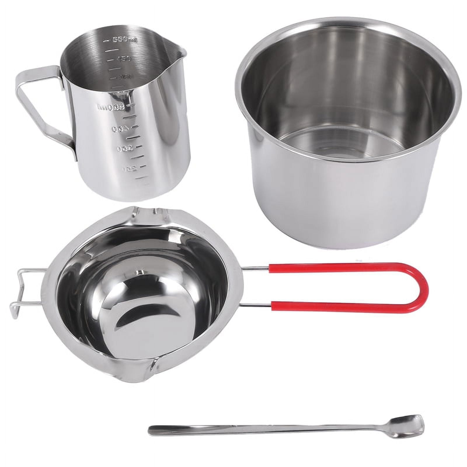4 Set Stainless Steel Double Boiler Long Handle Wax Melting Pot ...