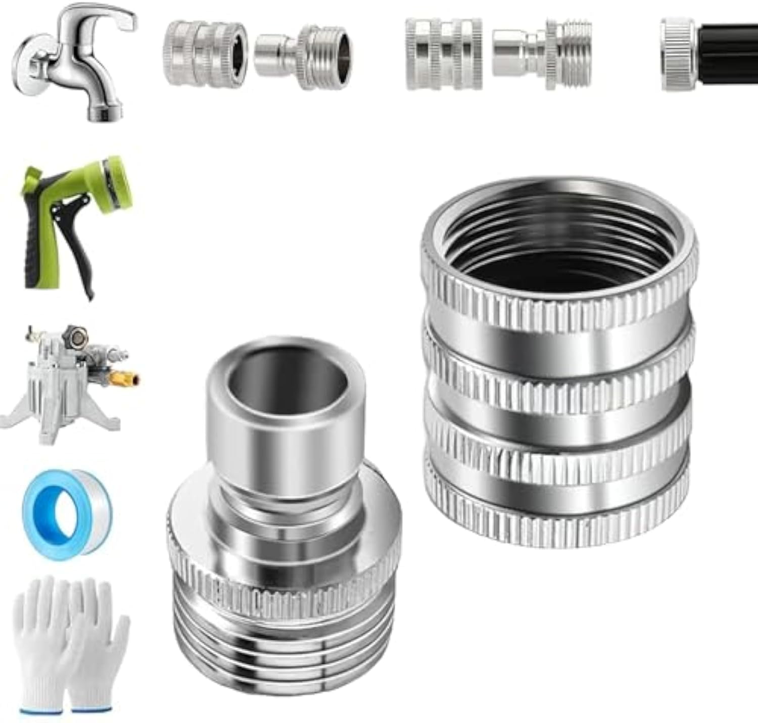 4 Set Stainless Steel Garden Hose Quick Connect Fittings Set - 3/4" GHT ...