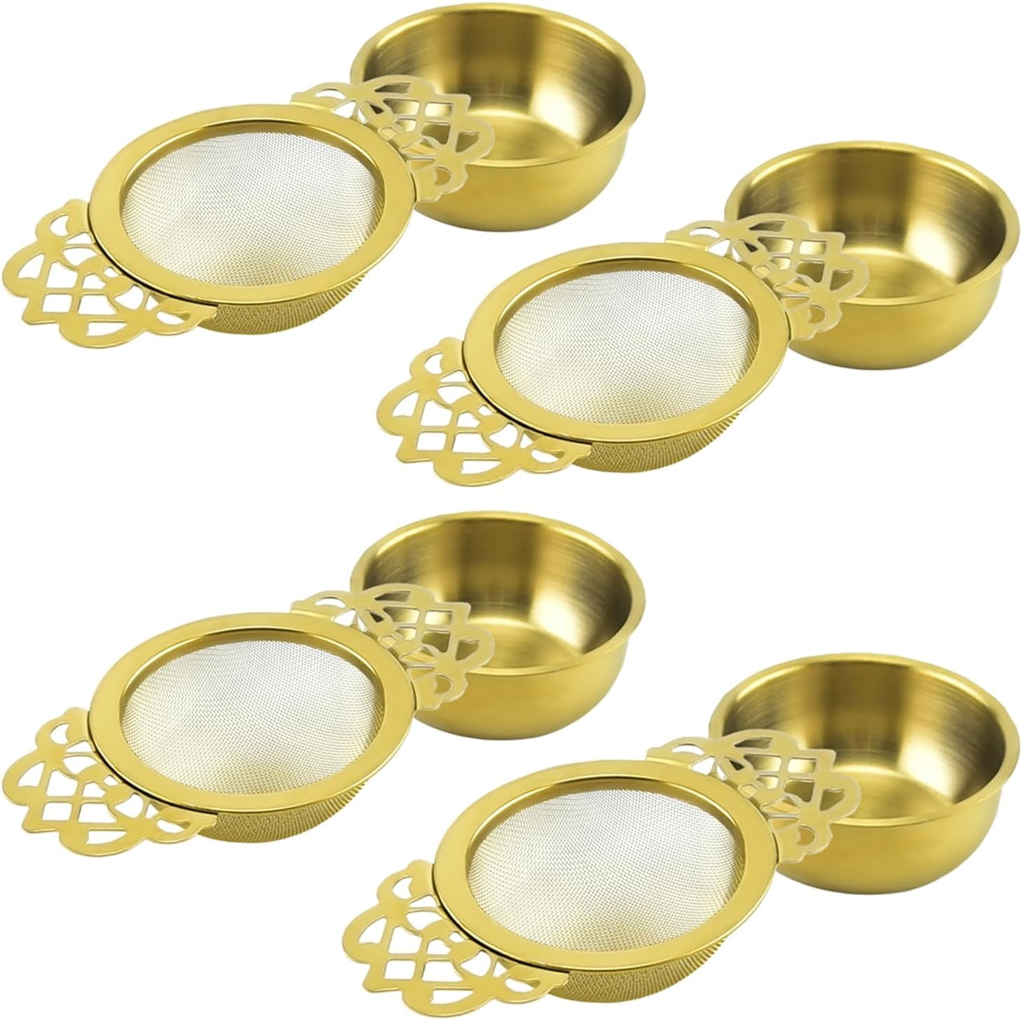 4 Set Tea Strainers,Tea Filter with Double Winged Handles,Loose Leaf ...