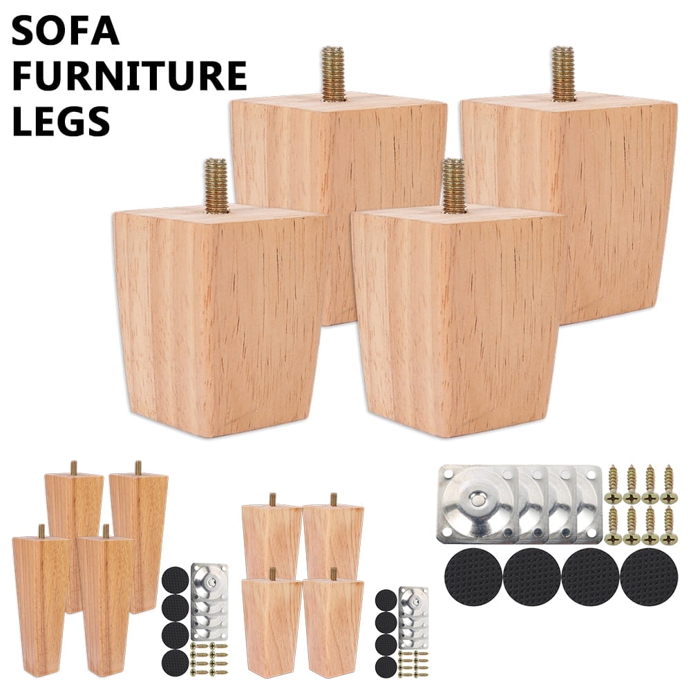 4 Set Wooden Sofa Legs 6/15/20cm Replacement Height Furniture Legs ...