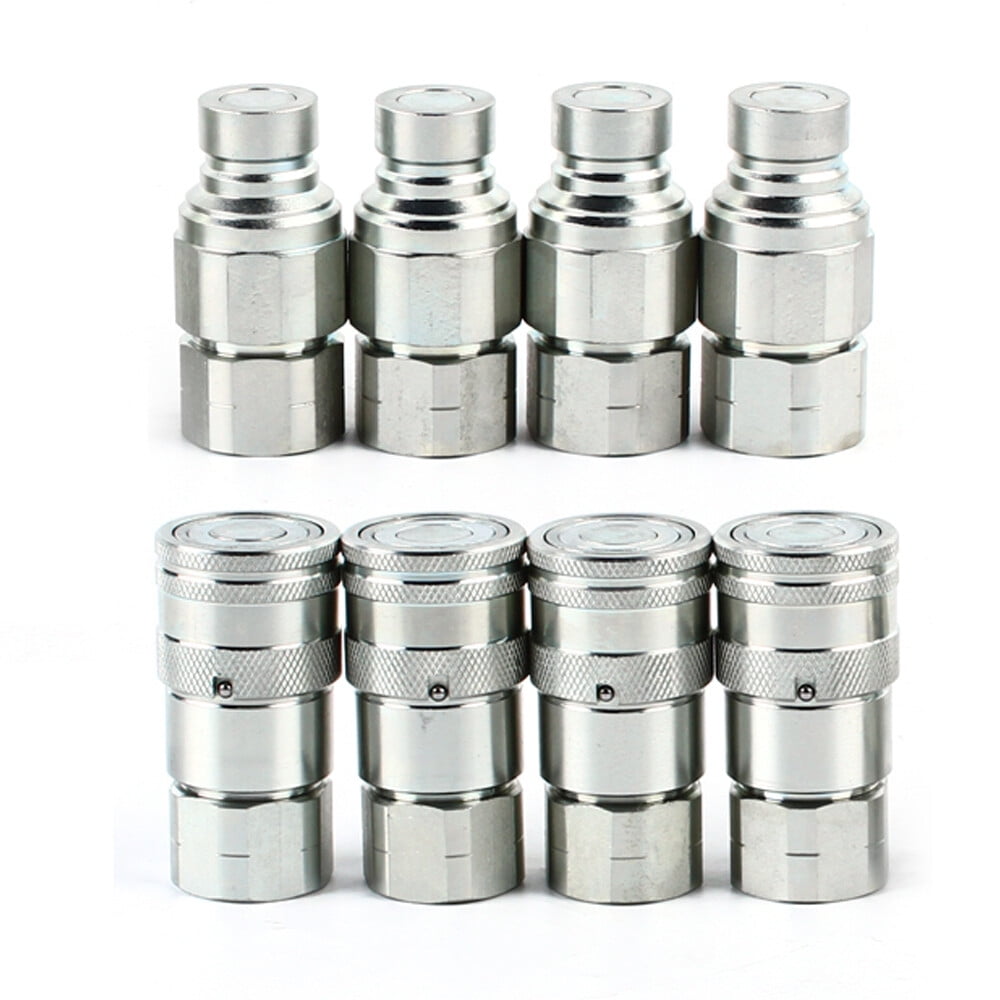 4 Sets 1/2" NPT Flat Face Hydraulic Quick Connect Couplers Couplings ...