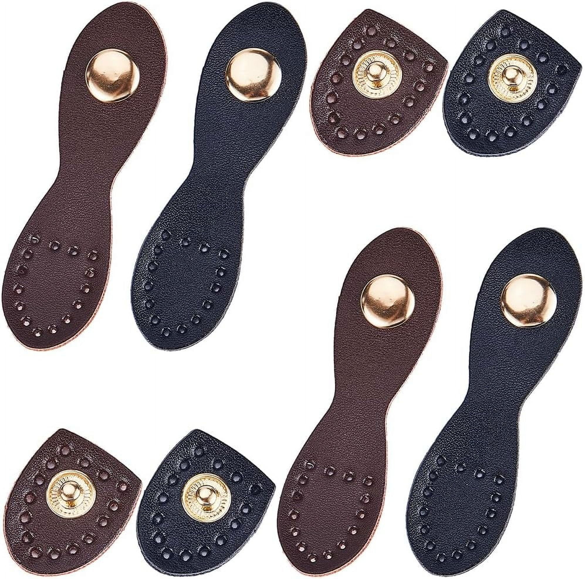 4 Sets 1 Box Leather Snap Buckles Button Closures Sew On Leather Tab ...