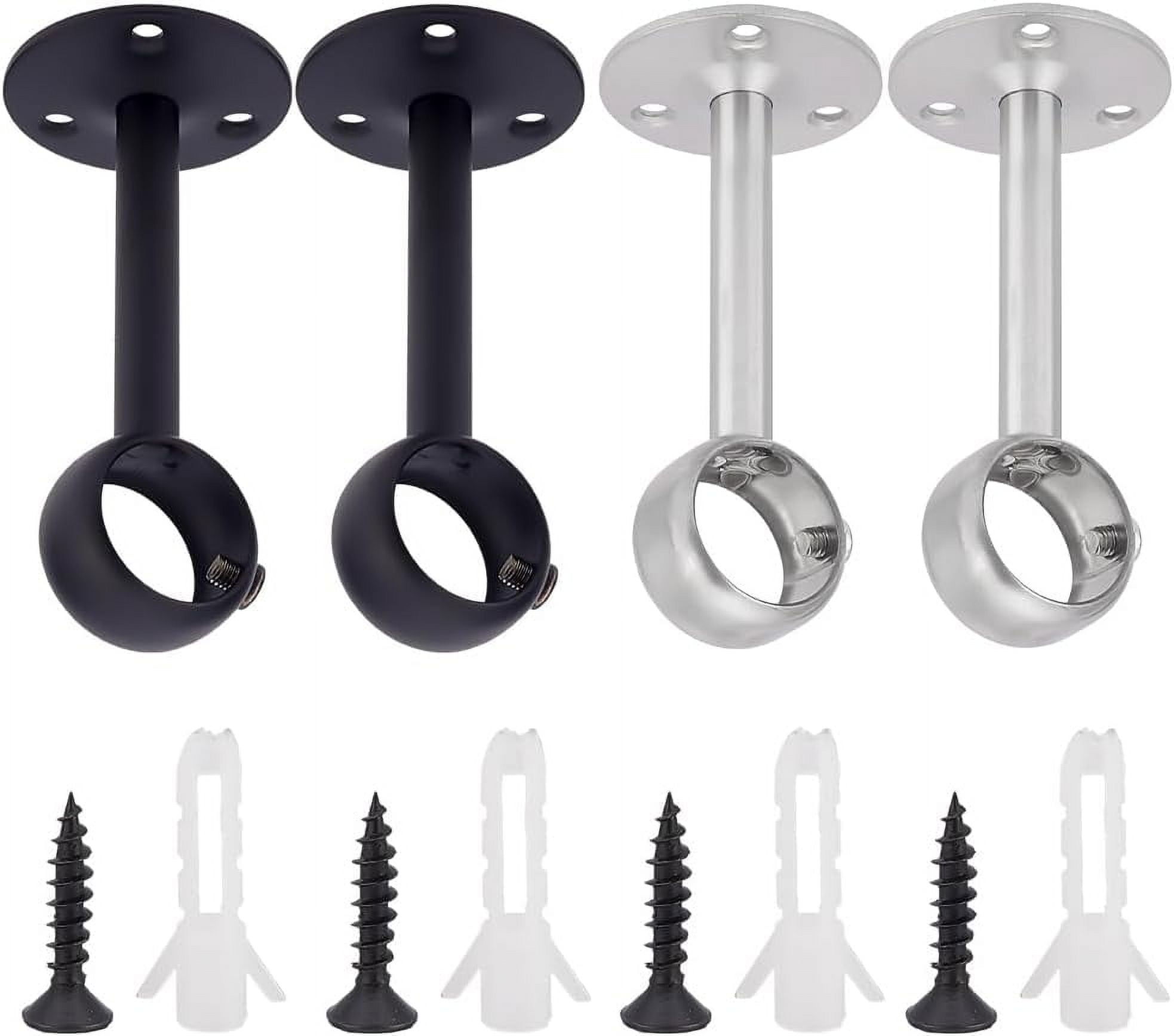 4 Sets 2 Colors 201 Stainless Steel Curtain Rod Ceiling-Mount Brackets ...