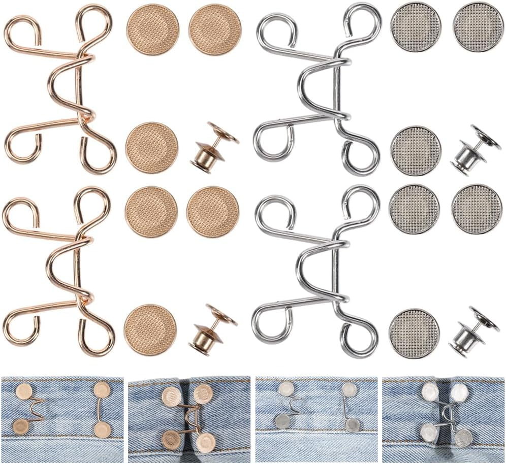 4 Sets 2 Colors Alloy Adjustable Jean Button Pins Waist Tightener ...