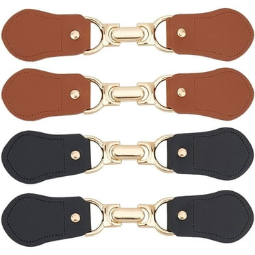 4 Sets Leather Sew-On Toggles Closures Black & Brown PU Leather Snap ...