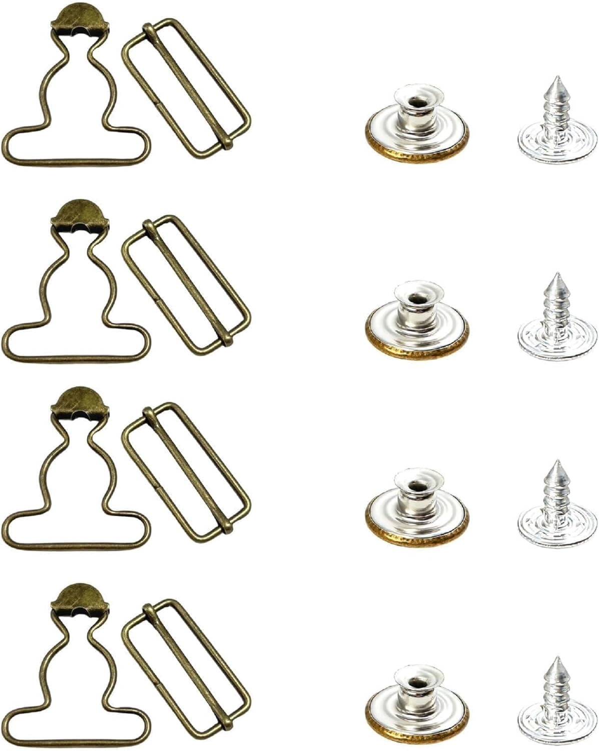 4 Sets 2 Inch Overall Buckles Replacement, Metal Suspender Fasteners ...