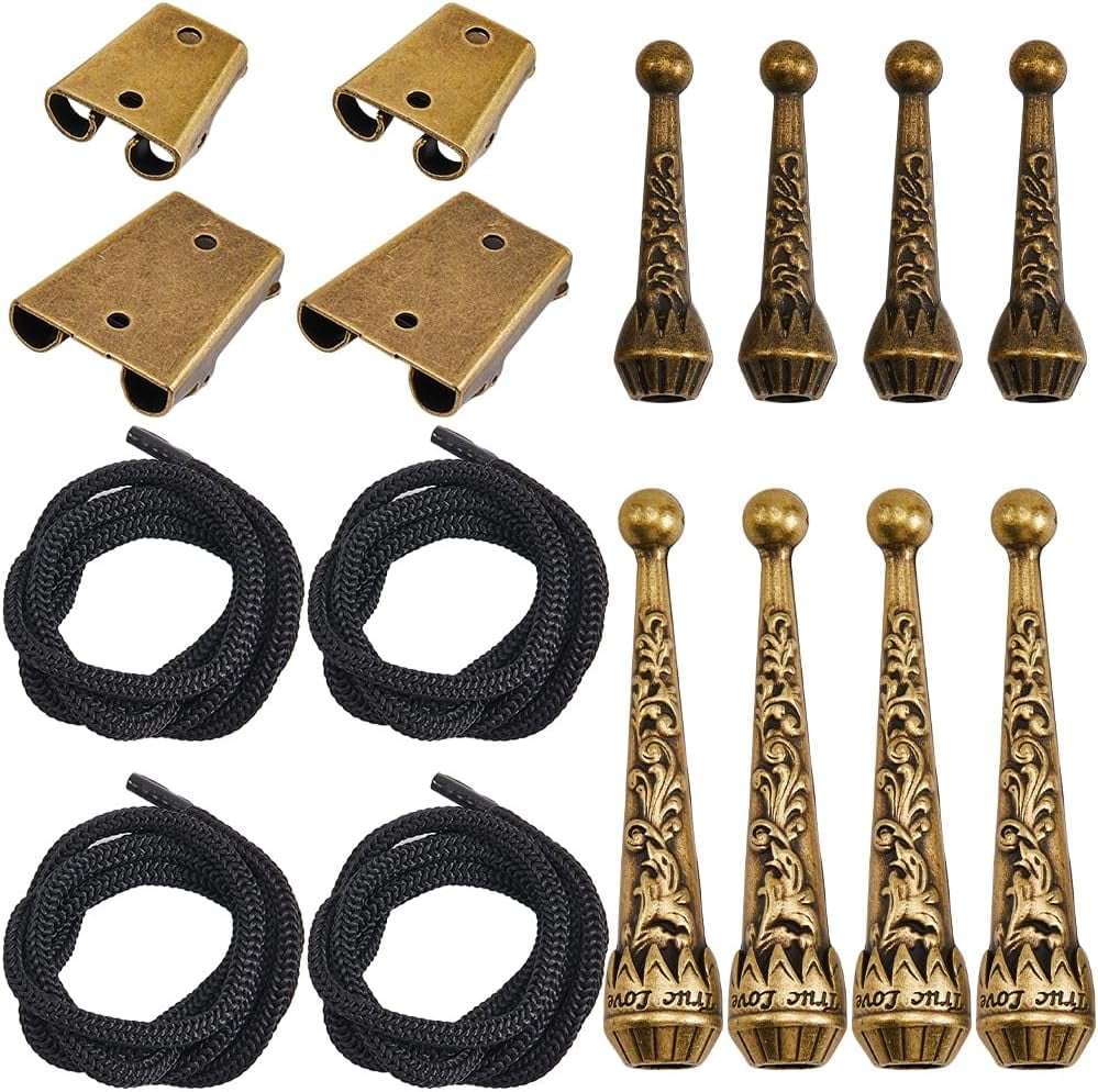 4 Sets 2 Sizes Antique Bronze Plated Parts Round Slide Textured Tips ...