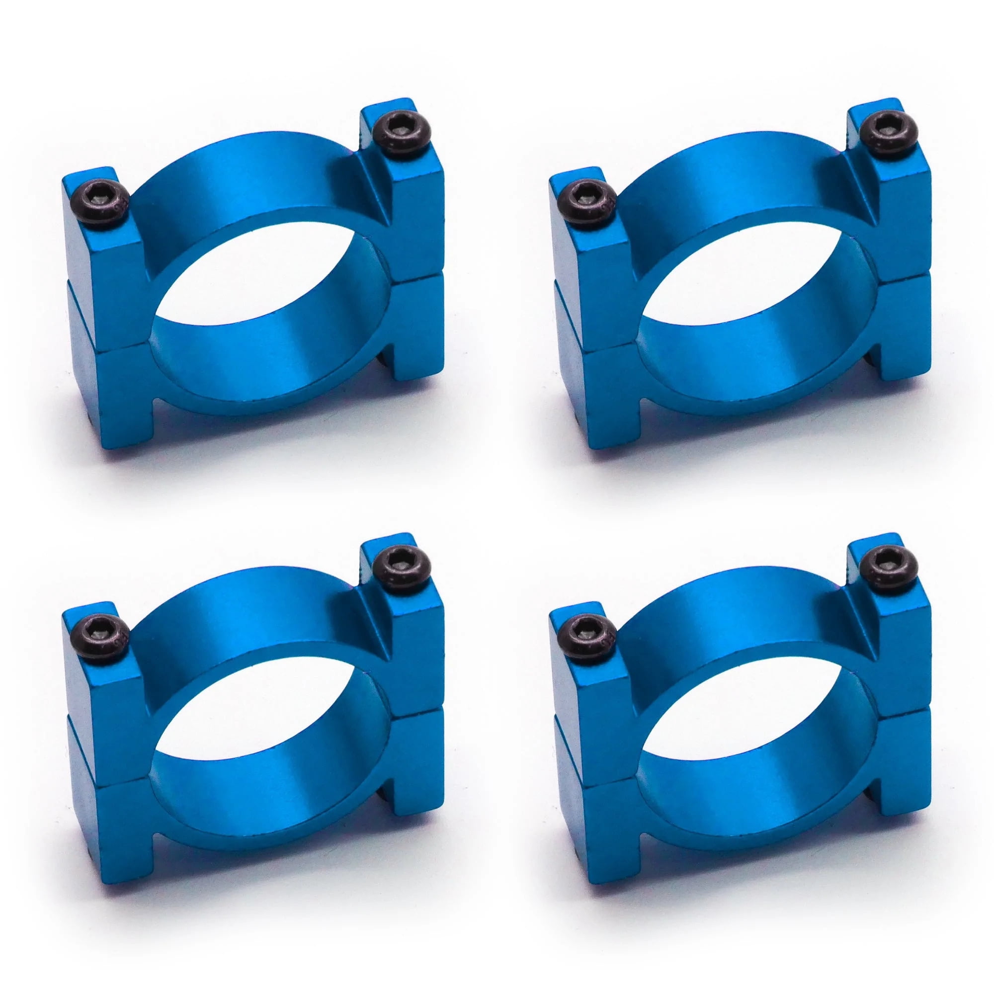 4 Sets 22mm Diameter CNC Aluminum Tube Clamp Mount (Blue Anodized ...