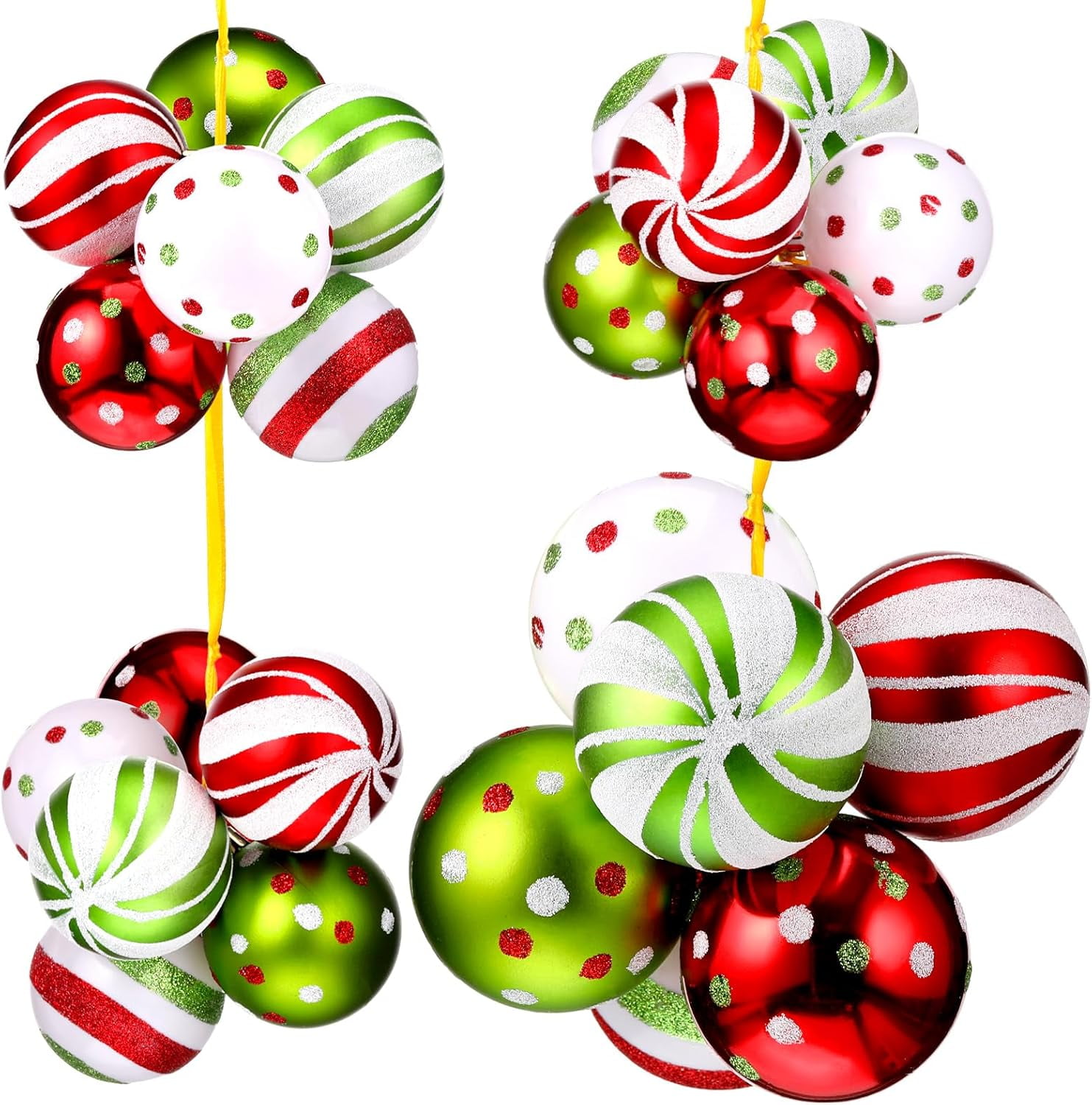 4 Sets 24 Pcs Christmas Ball Ornaments for Tree Pre-Strung Plastic Xmas ...