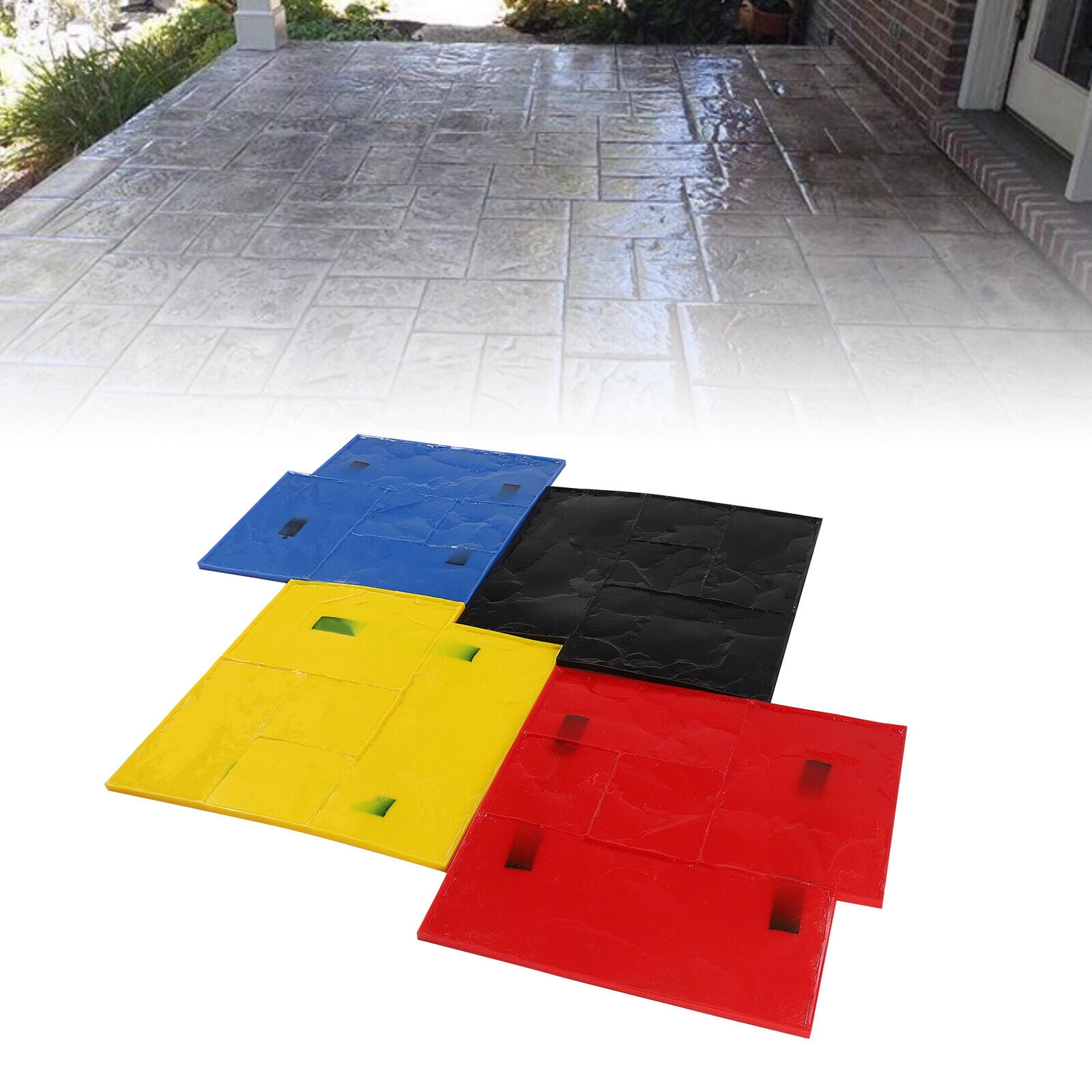 4 Sets 24"x24" Texture Stamps Mats Polyurethane Slate Concrete Cement ...