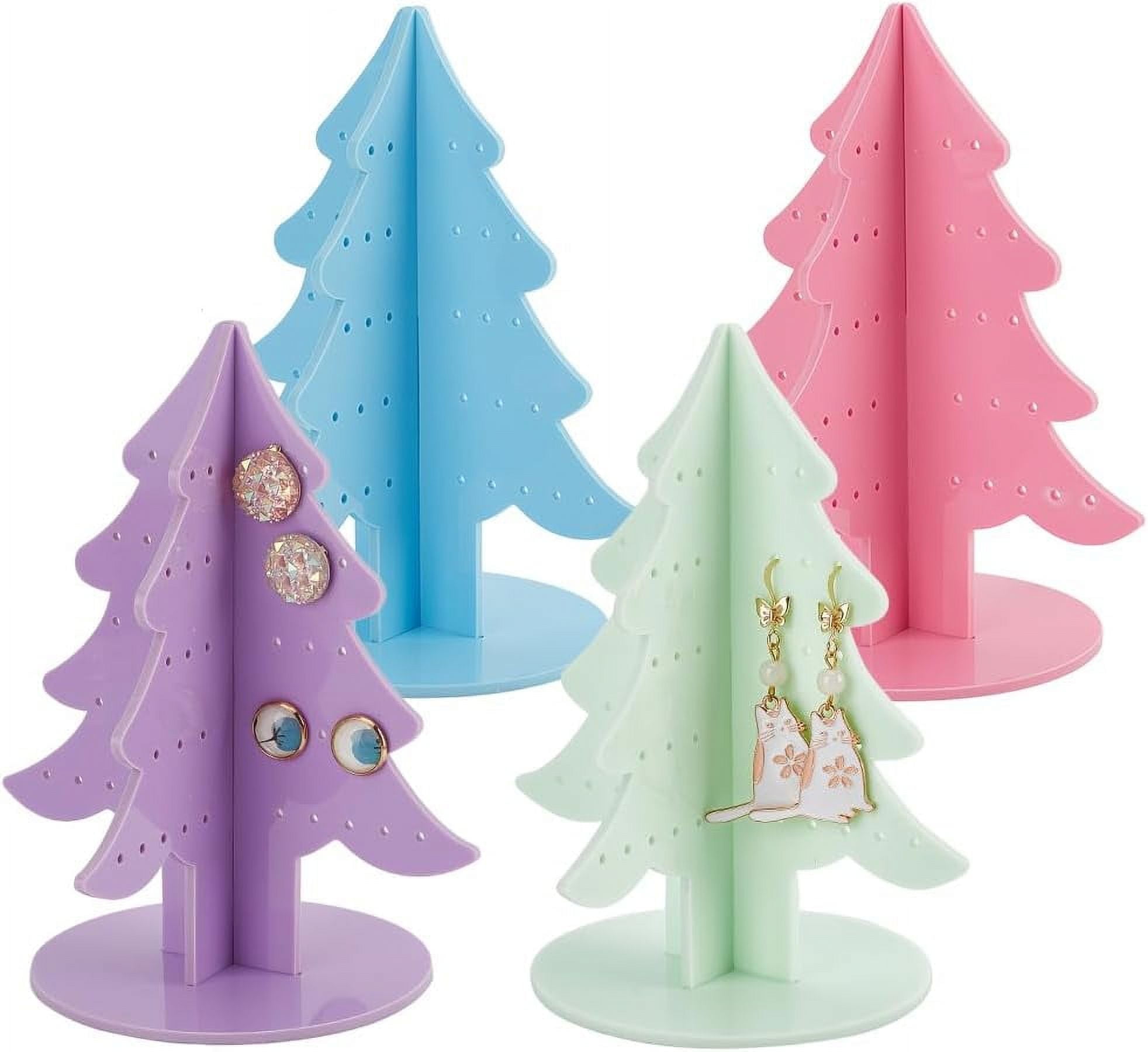 4 Sets 256 Holes Acrylic Earring Holder Stand 4 Colors Christmas Tree ...
