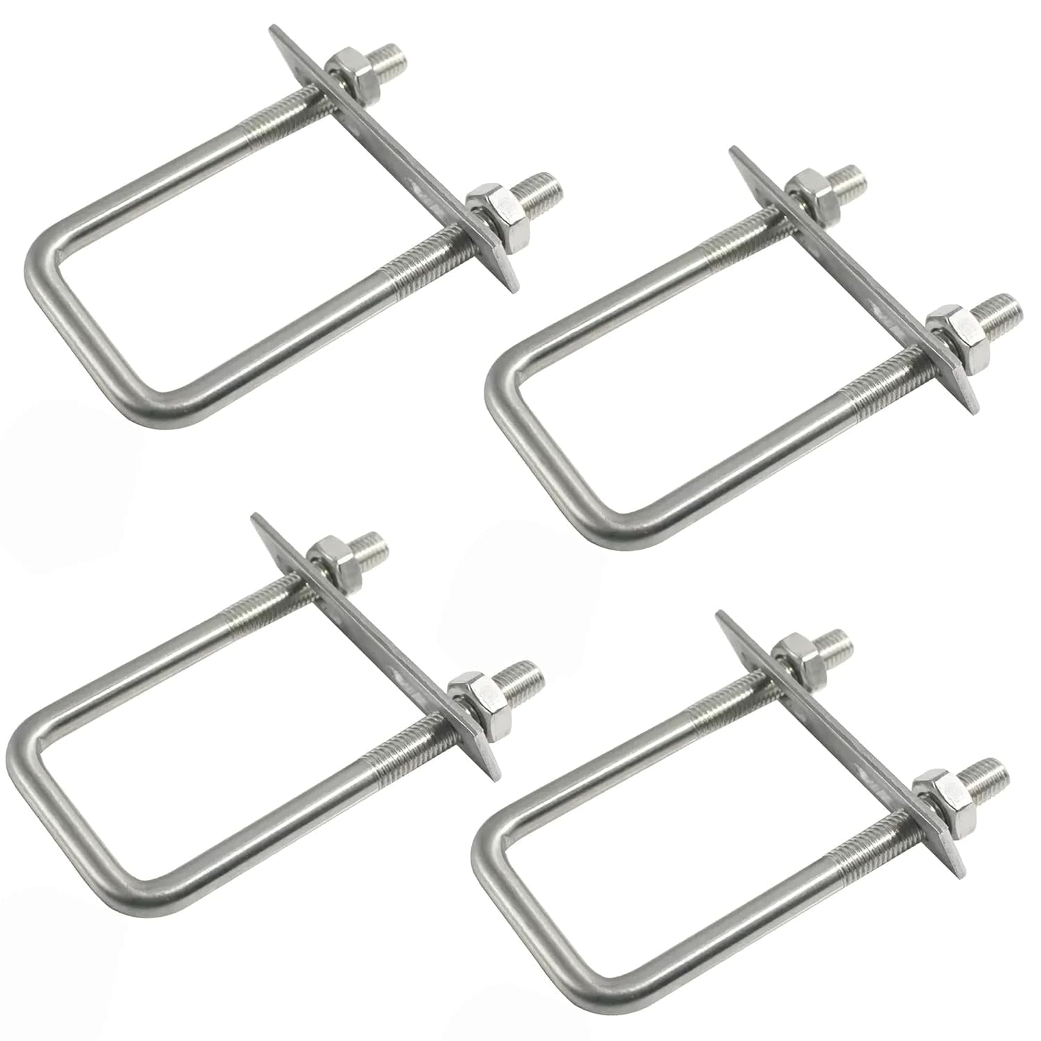 4 Sets 304 Stainless Steel Square U-Bolts,Stainless M8 with Nuts, Frame ...