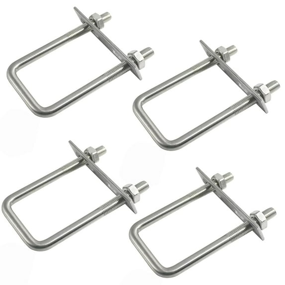 4 Sets 304 Stainless Steel Square U-Bolts,Stainless M8 with Nuts, Frame ...