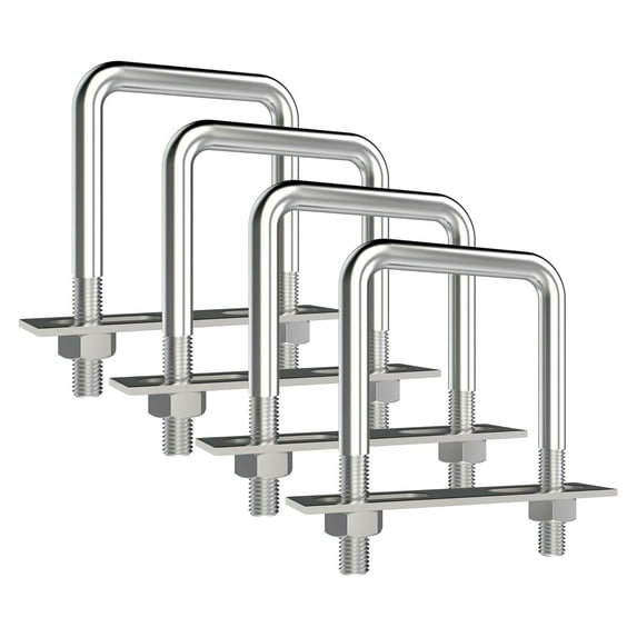 4 Sets 304 Stainless Steel Square U-Bolts,Stainless M8 with Nuts, Frame ...
