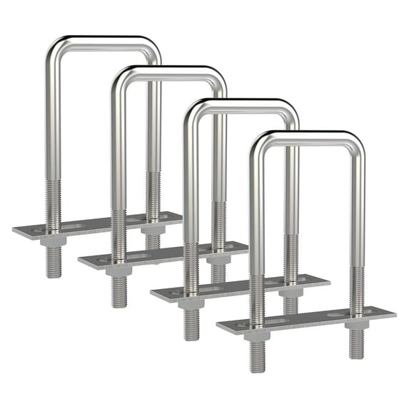4 Sets 304 Stainless Steel Square U-Bolts,Stainless M8 with Nuts, Frame ...