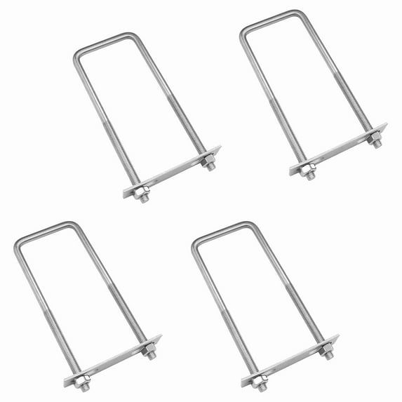 4 Sets 304 Stainless Steel Square U-Bolts,Stainless M8 with Nuts, Frame ...