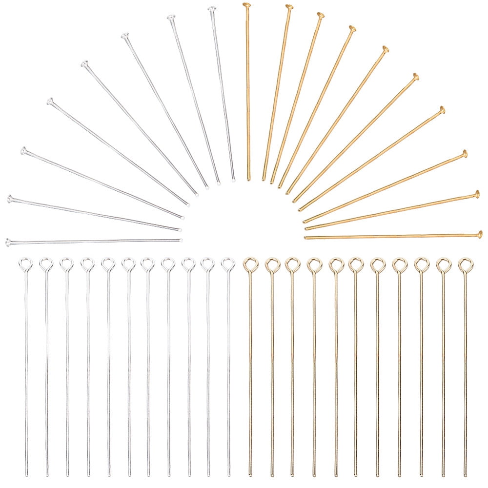 4 Sets 4 Styles Brass Flat Head Pins Eye Pins Sets DIY Craft Making ...