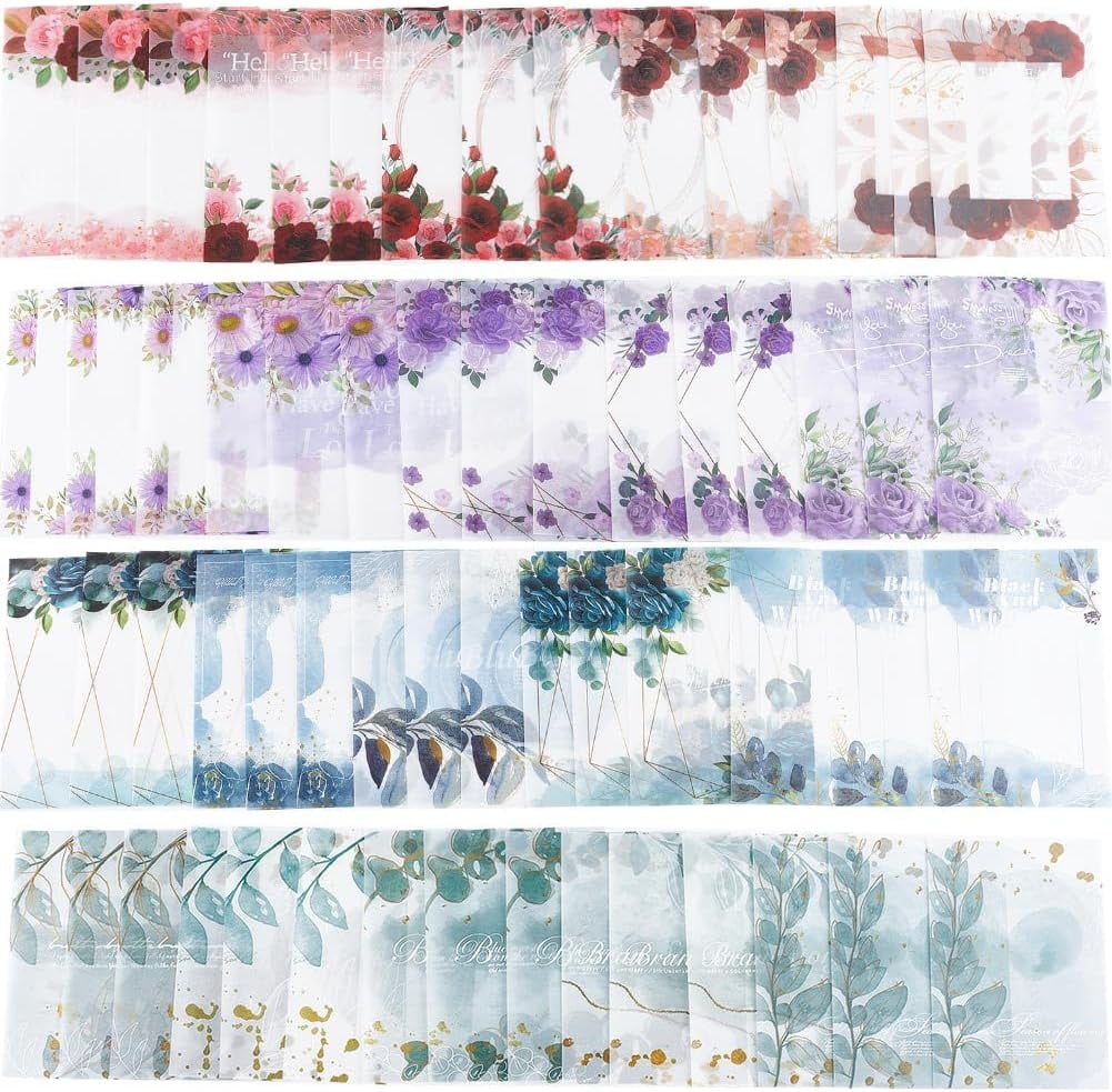 4 Sets 4 Styles Floral Translucent Scrapbook Paper Pads for DIY Album ...
