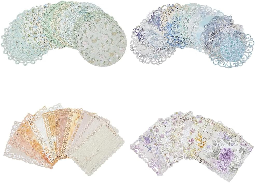 4 Sets 4 Styles Lace Scrapbook Paper Pads Flower Series Cutout Paper ...