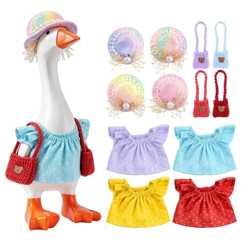 4 Sets 7 Inch Desk Goose Outfits Summer Beach Goose Clothes with Mini ...