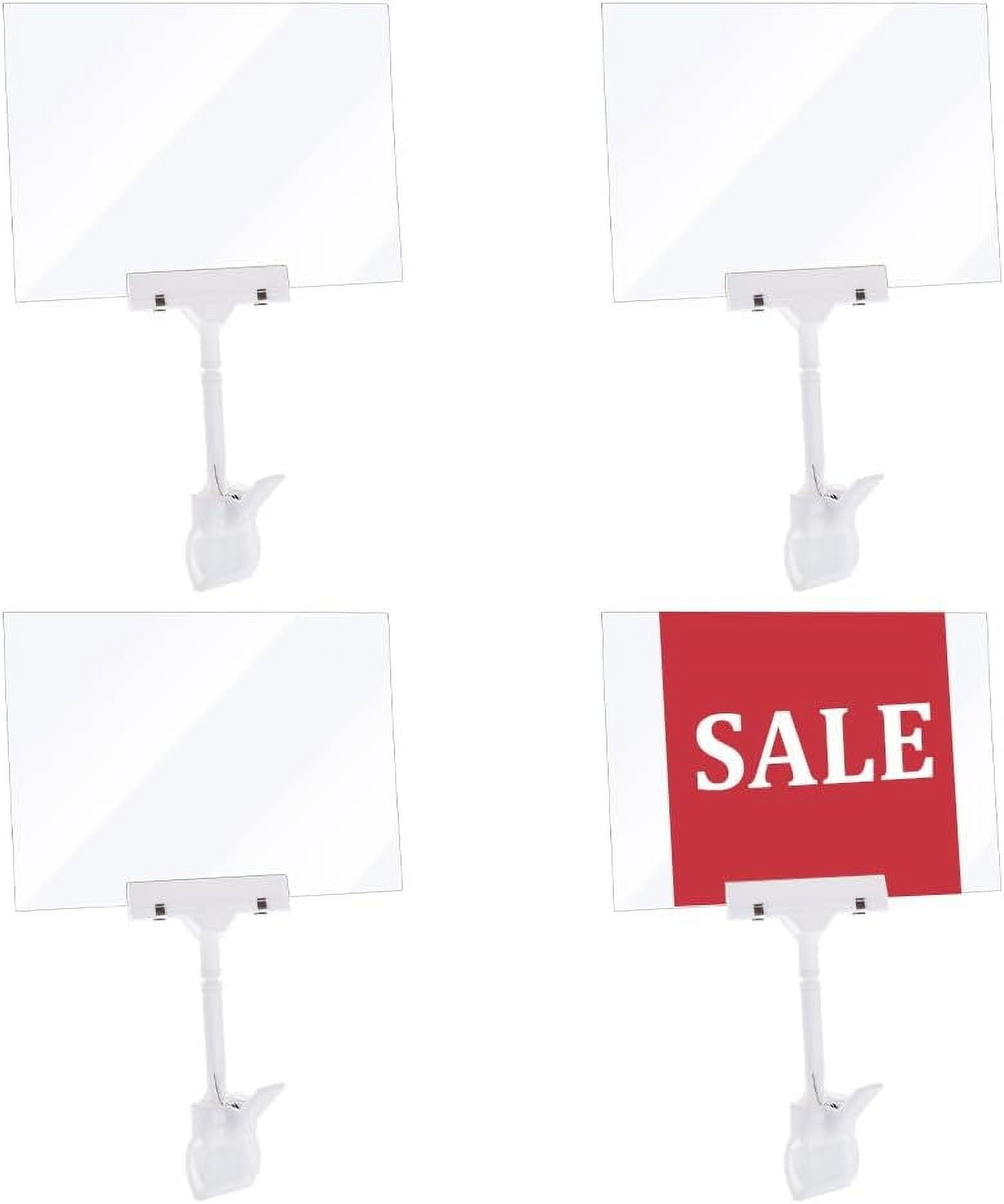 4 Sets A5 Acrylic Sign Holder with Clamp 6x12 Inch Double Head Display ...