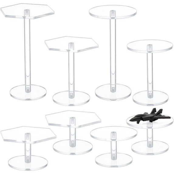 4 Sets Acrylic Display Stand 4 Styles Round Barbell Pedestal Display ...