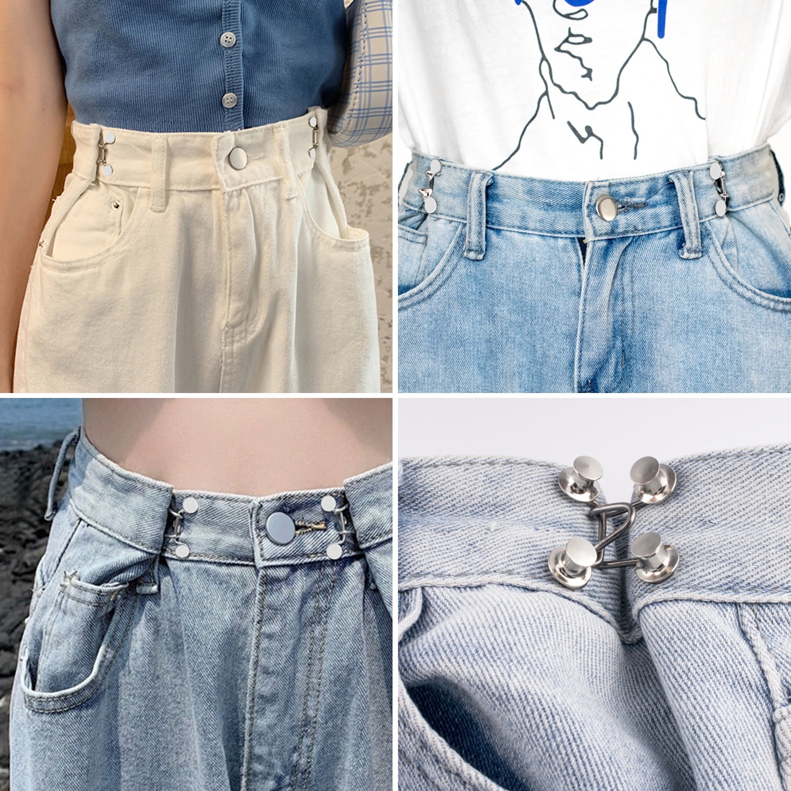 4 Sets Adjustable Waist Buckle Extender Jeans Extender Waist Extender ...