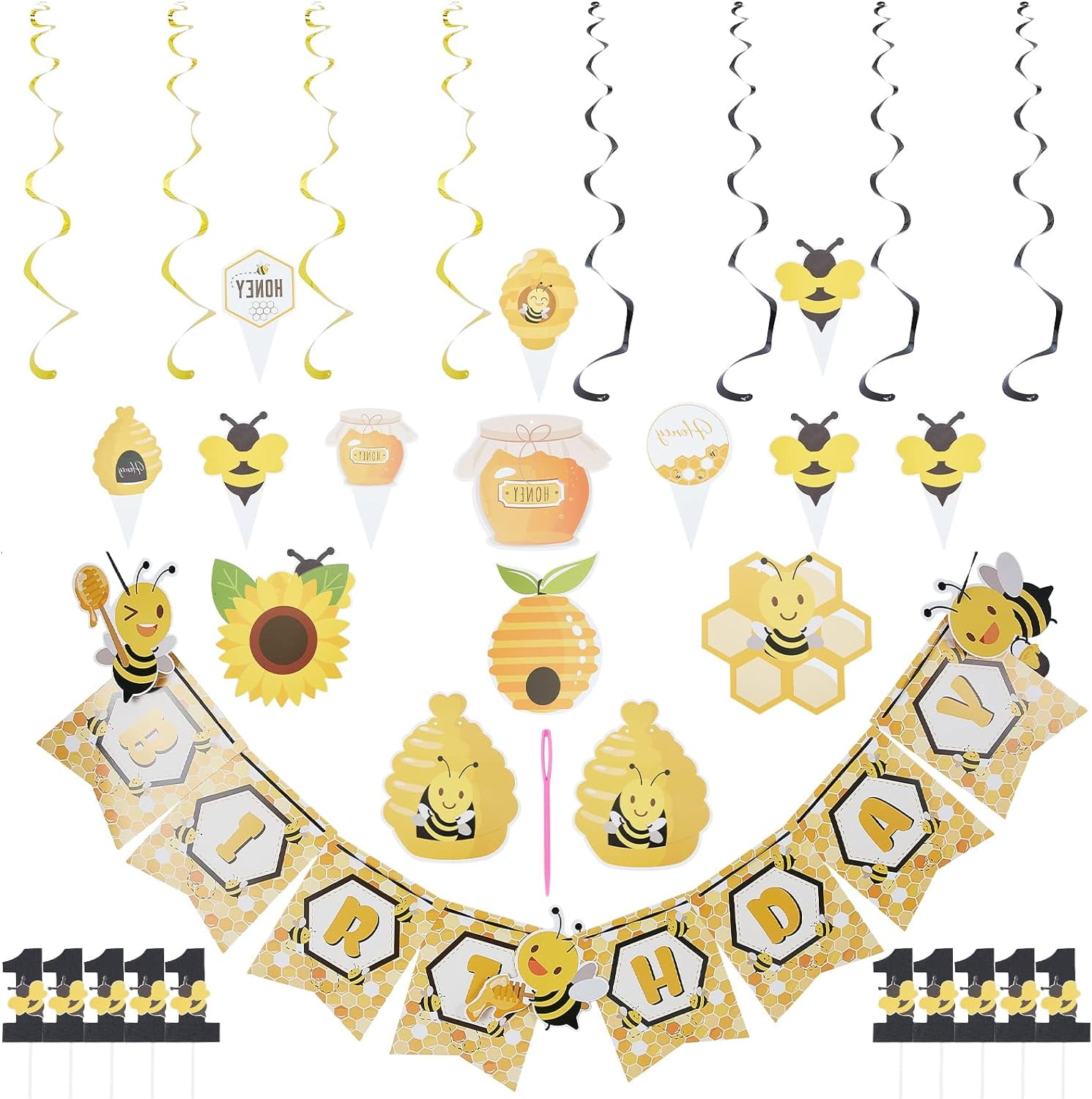 4 Sets Bee Day Party Decoration, Bee Themed Party Decorations Set ...