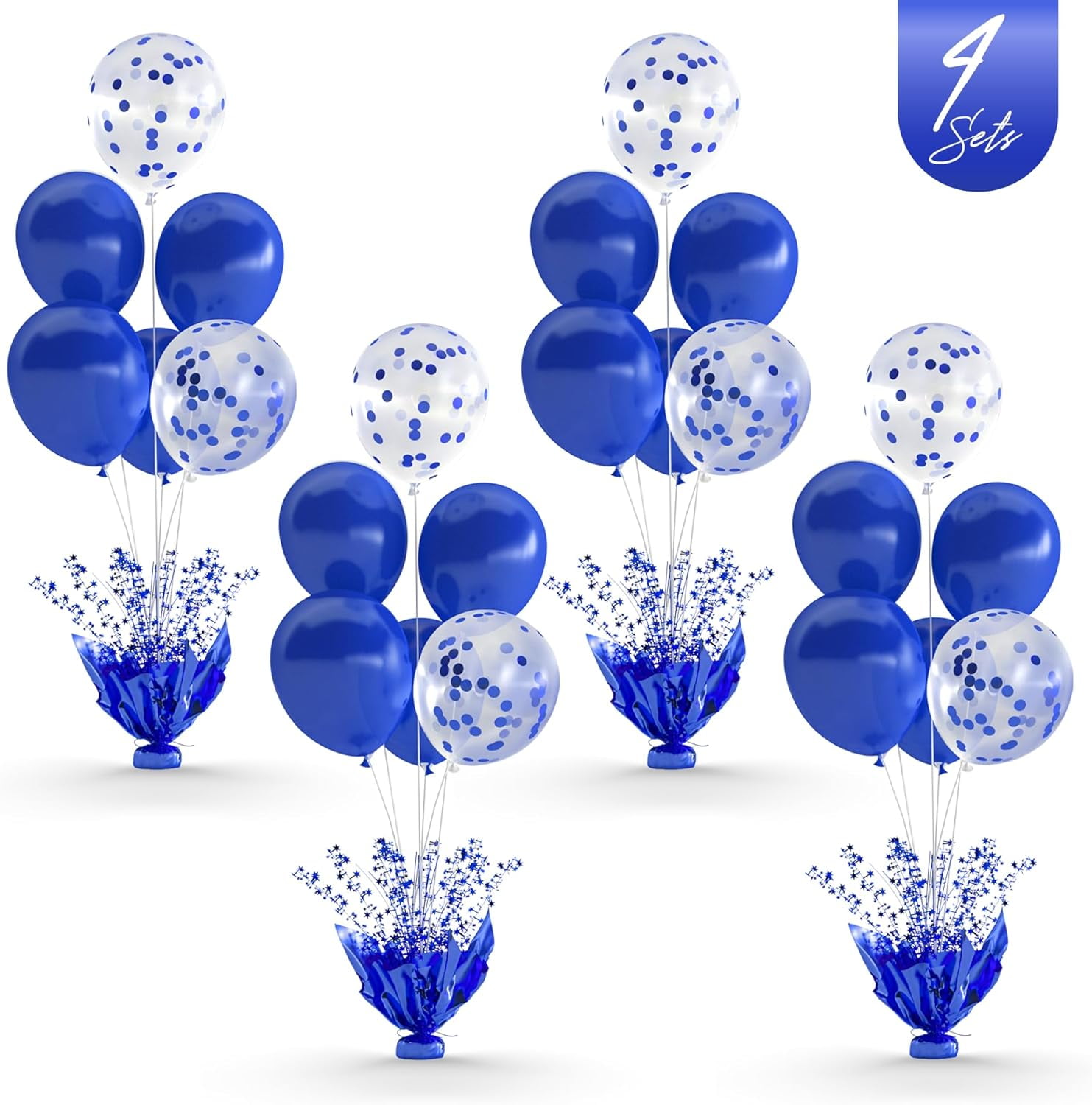 4 Sets Blue Balloon Stand Kits for Indoor Party Birthday Graduation ...