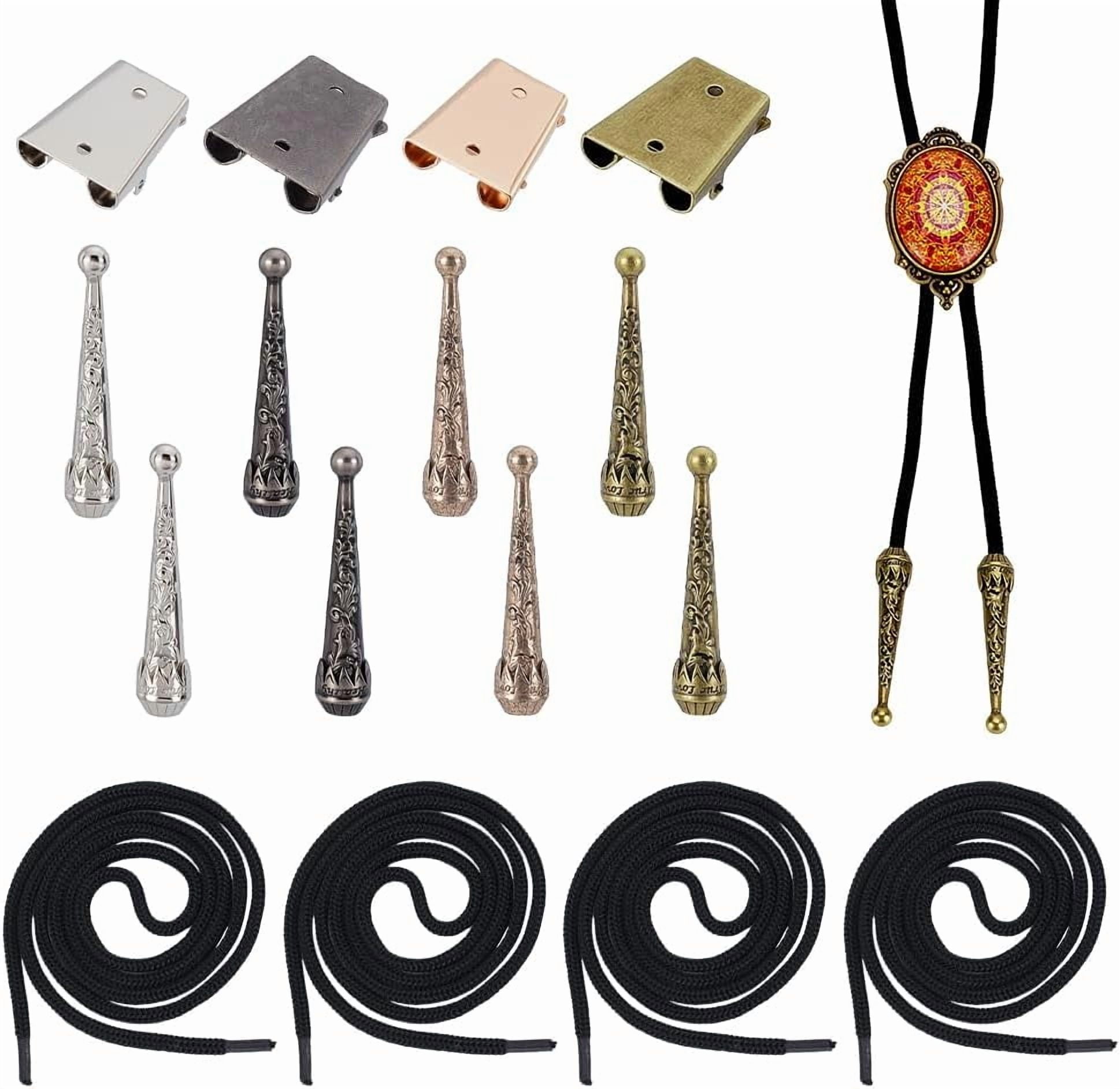 4 Sets Bolo Tie Finding Sets 4 Colors Bolo Tie Tips Replacement End ...