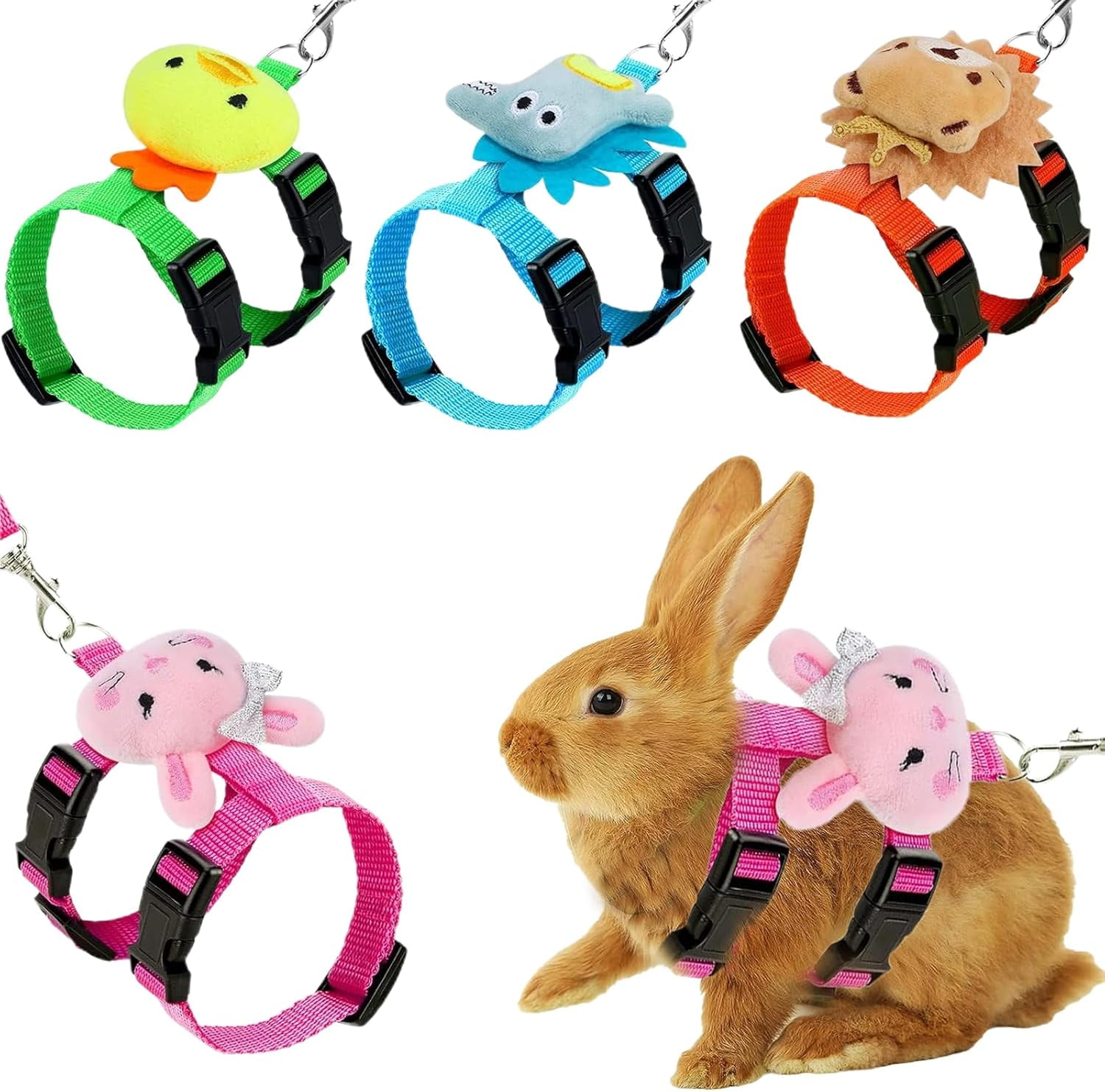 4 Sets Bunny Rabbit Harness with Stretchy Leash Cute Adjustable Buckle ...