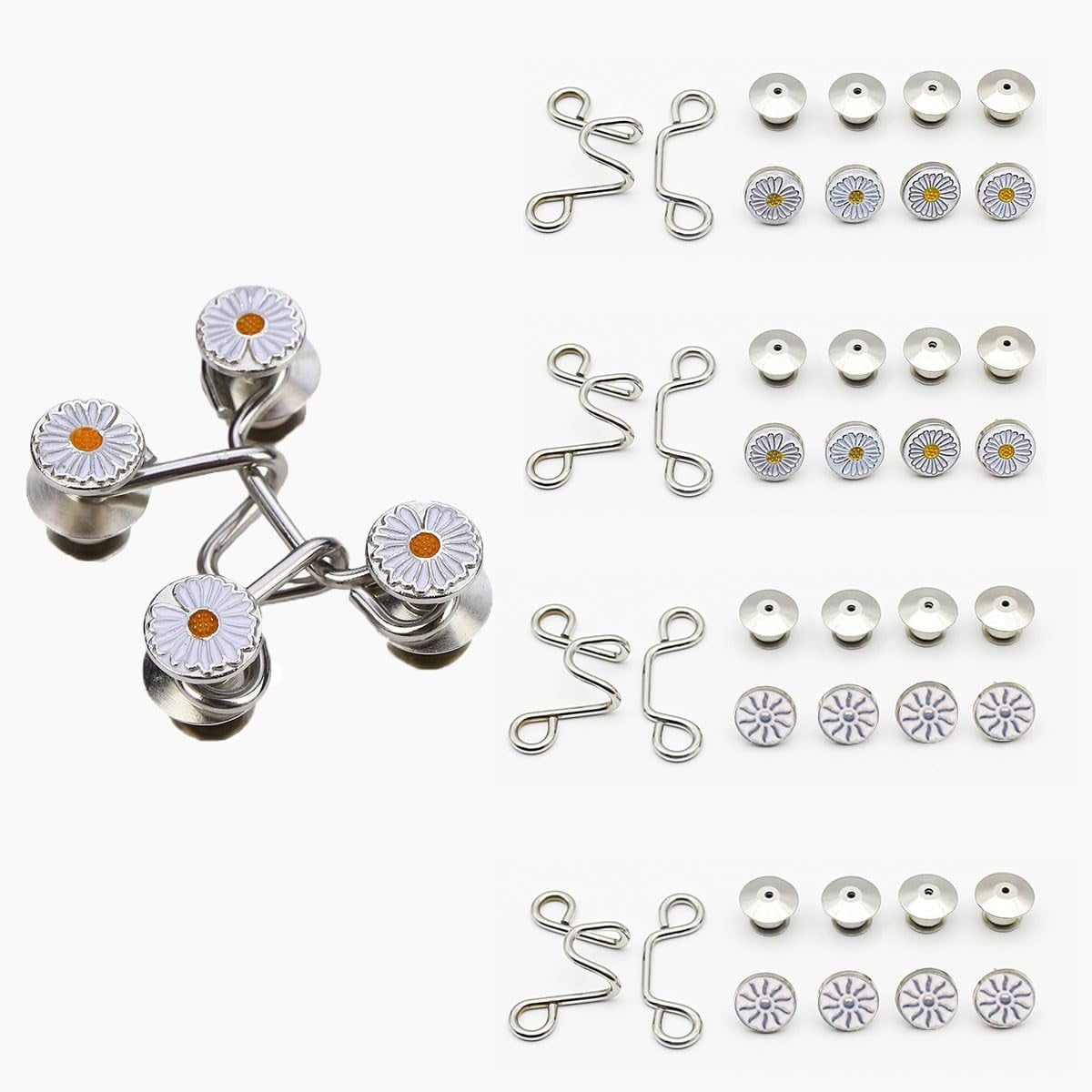 4 Sets Buttons for Jeans Metal Adjustable Jeans Buttons Pant Waist ...