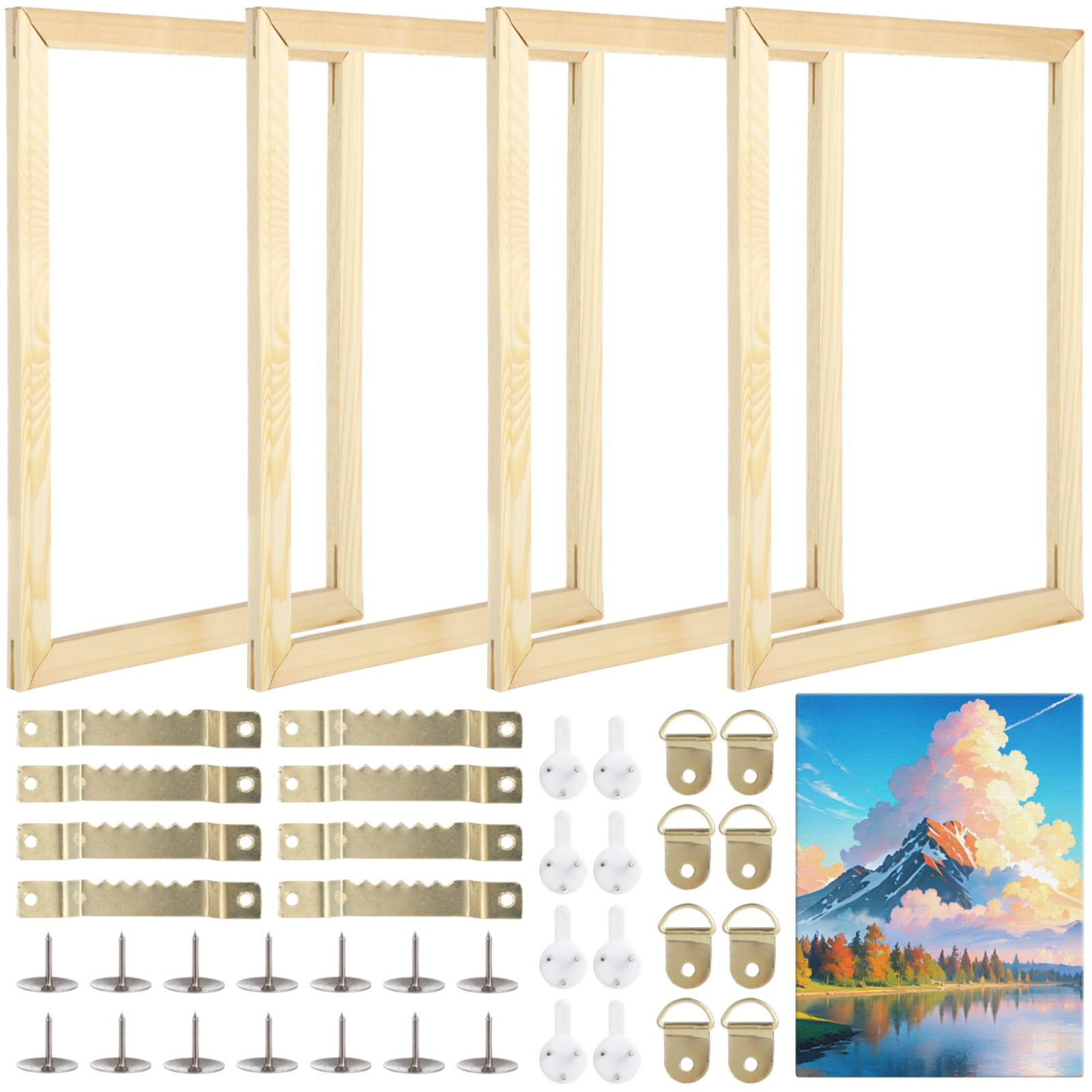 4 Sets Canvas Stretcher Bars, 12×16" Wooden Canvas Frames Kit, DIY Wood ...