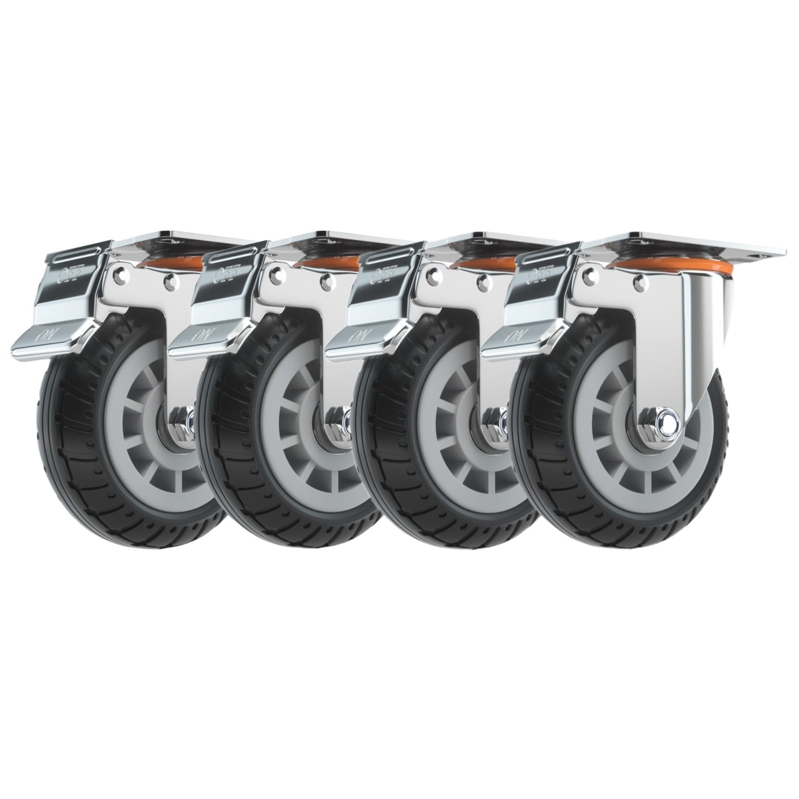 4 Sets Caster Wheels, Pneumatic Swivel 360° Rotation Caster Wheels with ...