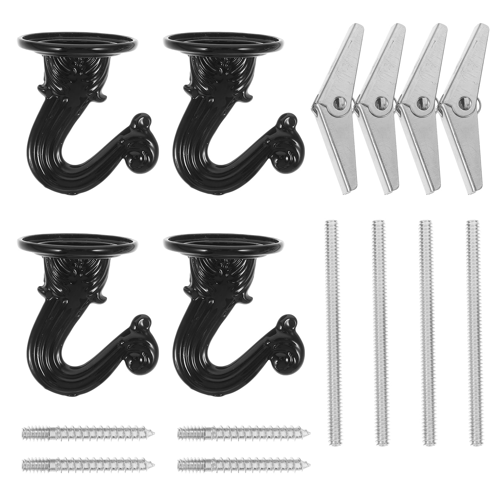 4 Sets Orchid Hook Plant Hangers Coat Clothes Hanging Rack Black ...