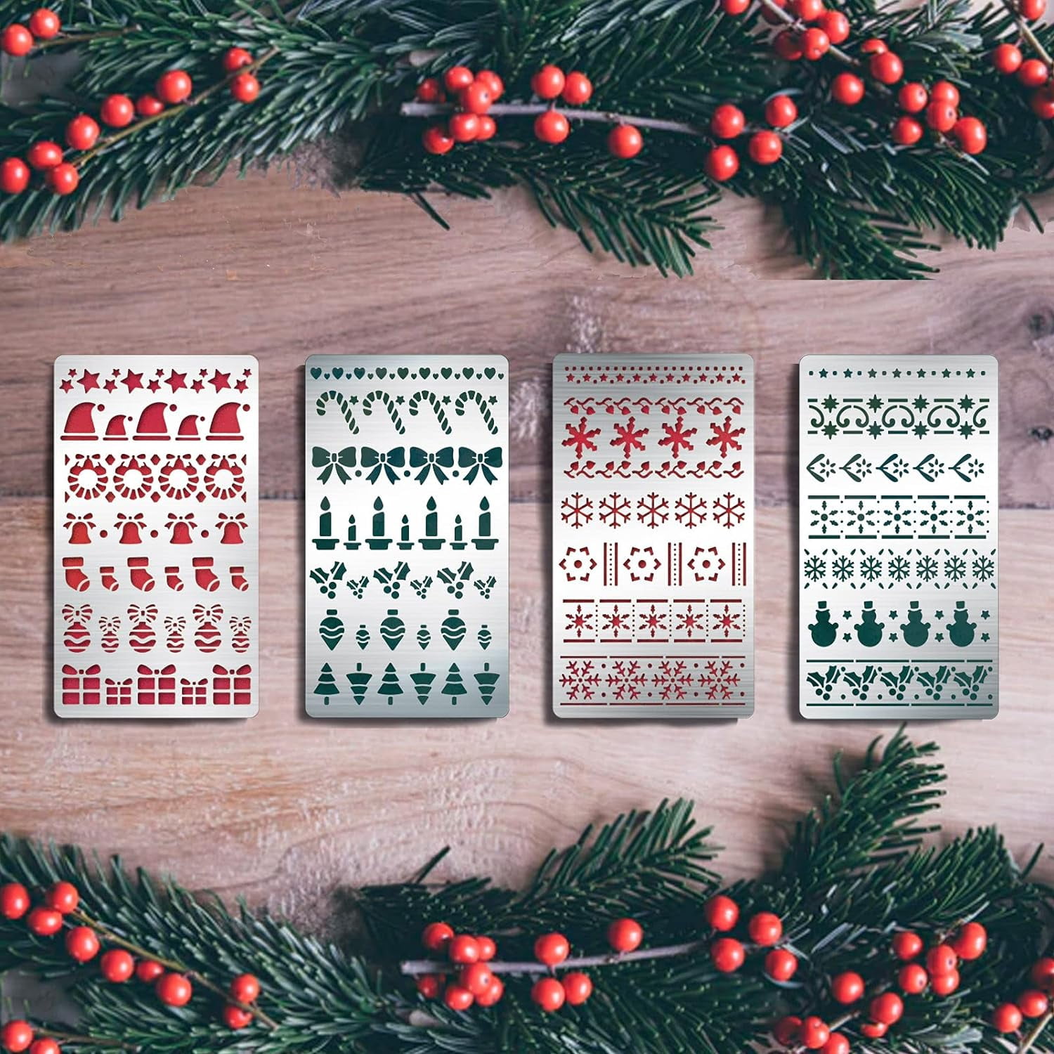 4 Sets Christmas Theme Metal Stencil Hat Snow Metal Embossing Stencil ...