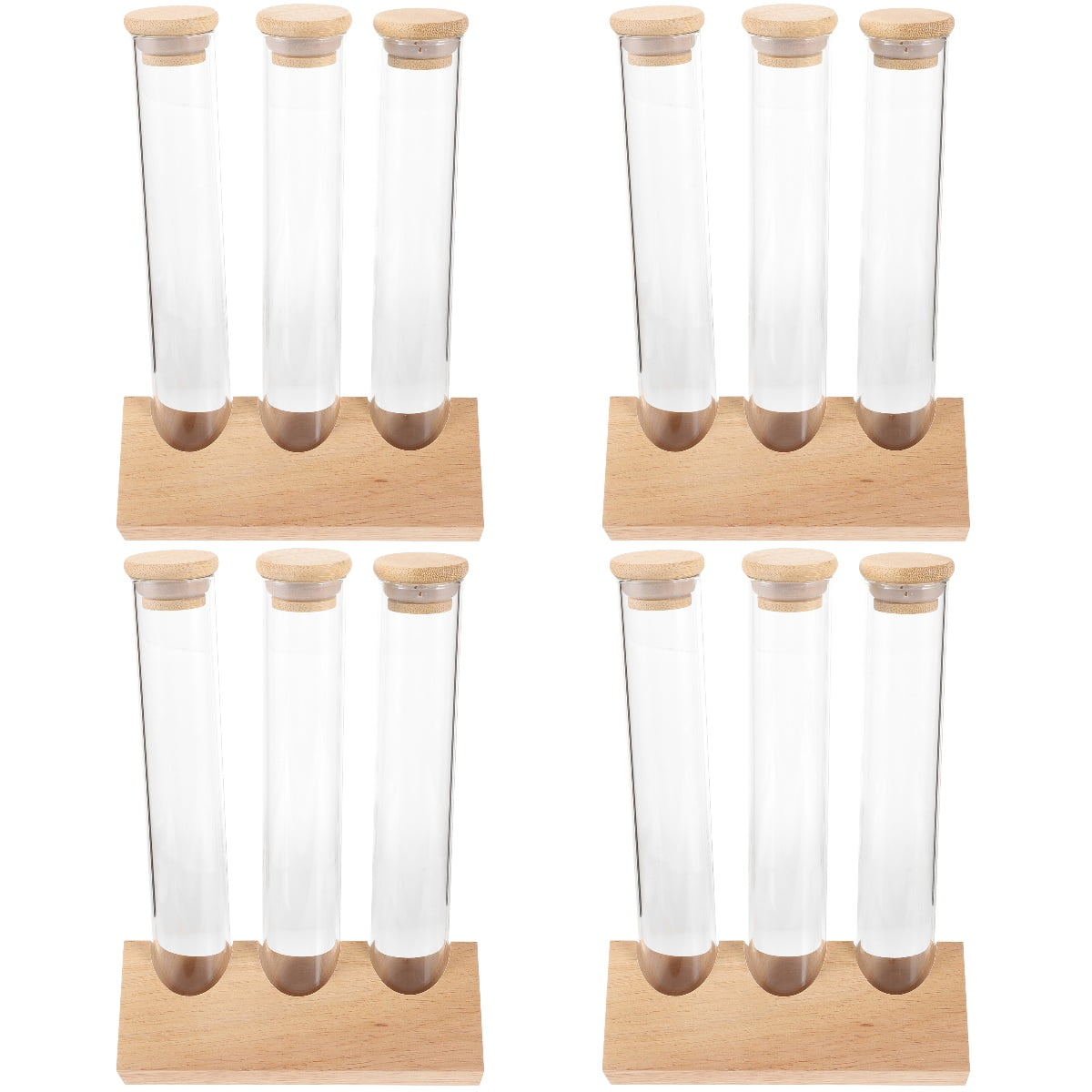 4 Sets Coffee Containers with Shelf, Single Dose Coffee Bean Storage Tubes with Wooden Stand ...