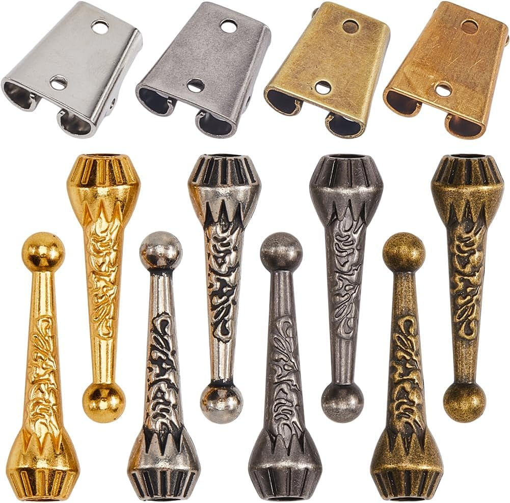 4 Sets 4 Colors Iron Bolo Tie Tips Replacement End Caps Kit Bolo Tie ...