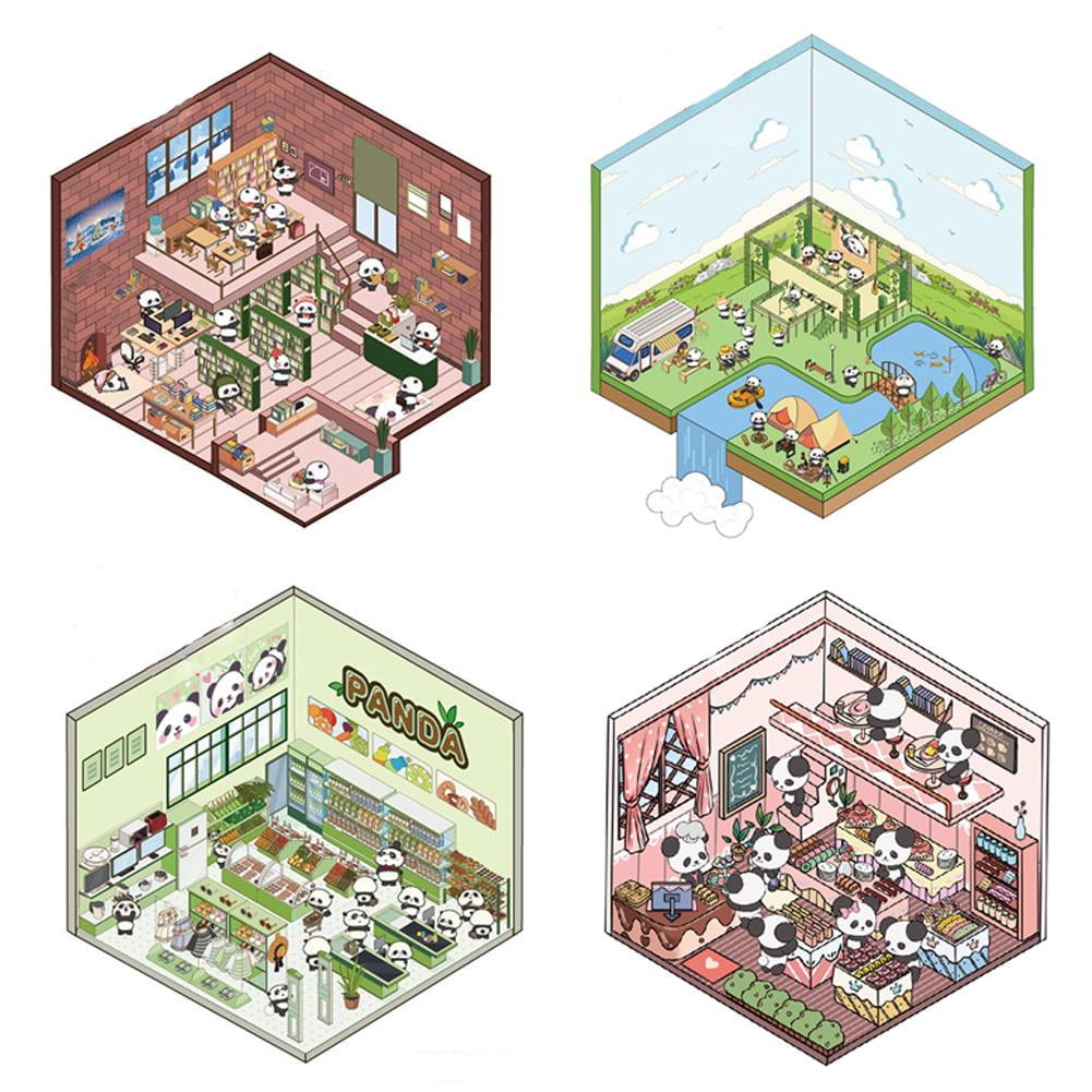 4 Sets DIY 3D House Stickers,Fun DIY Stickers Scene Make Your Own ...