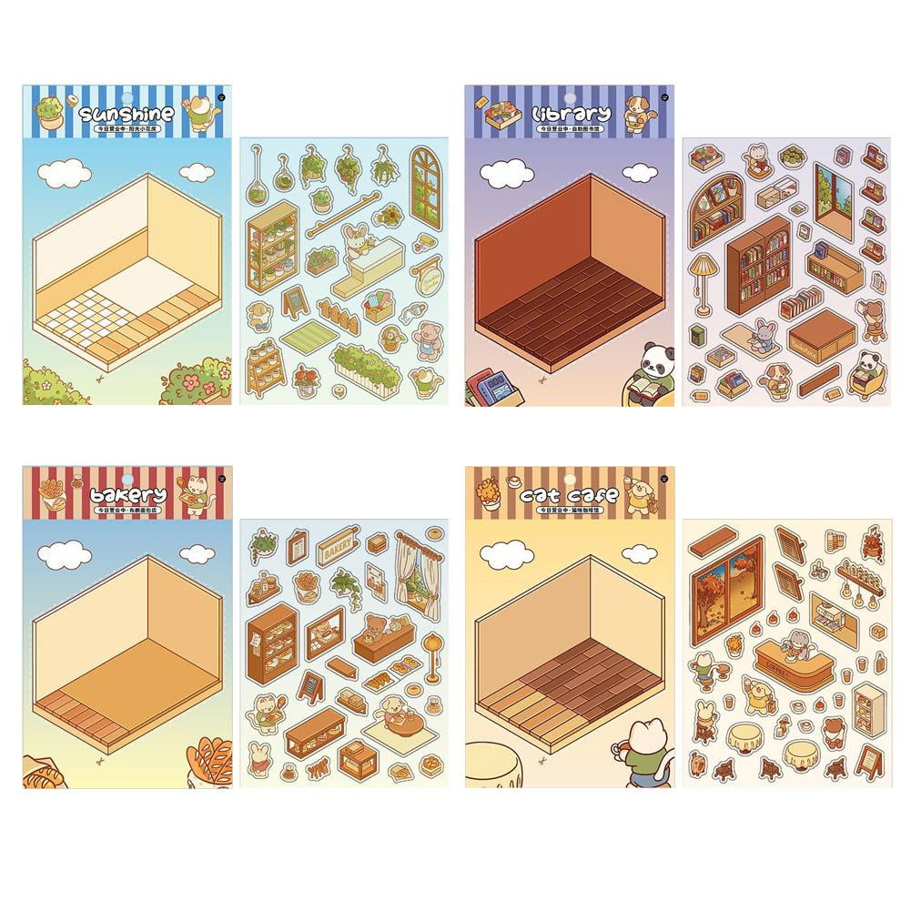4 Sets DIY 3D House Stickers,Fun DIY Stickers Scene Make Your Own ...