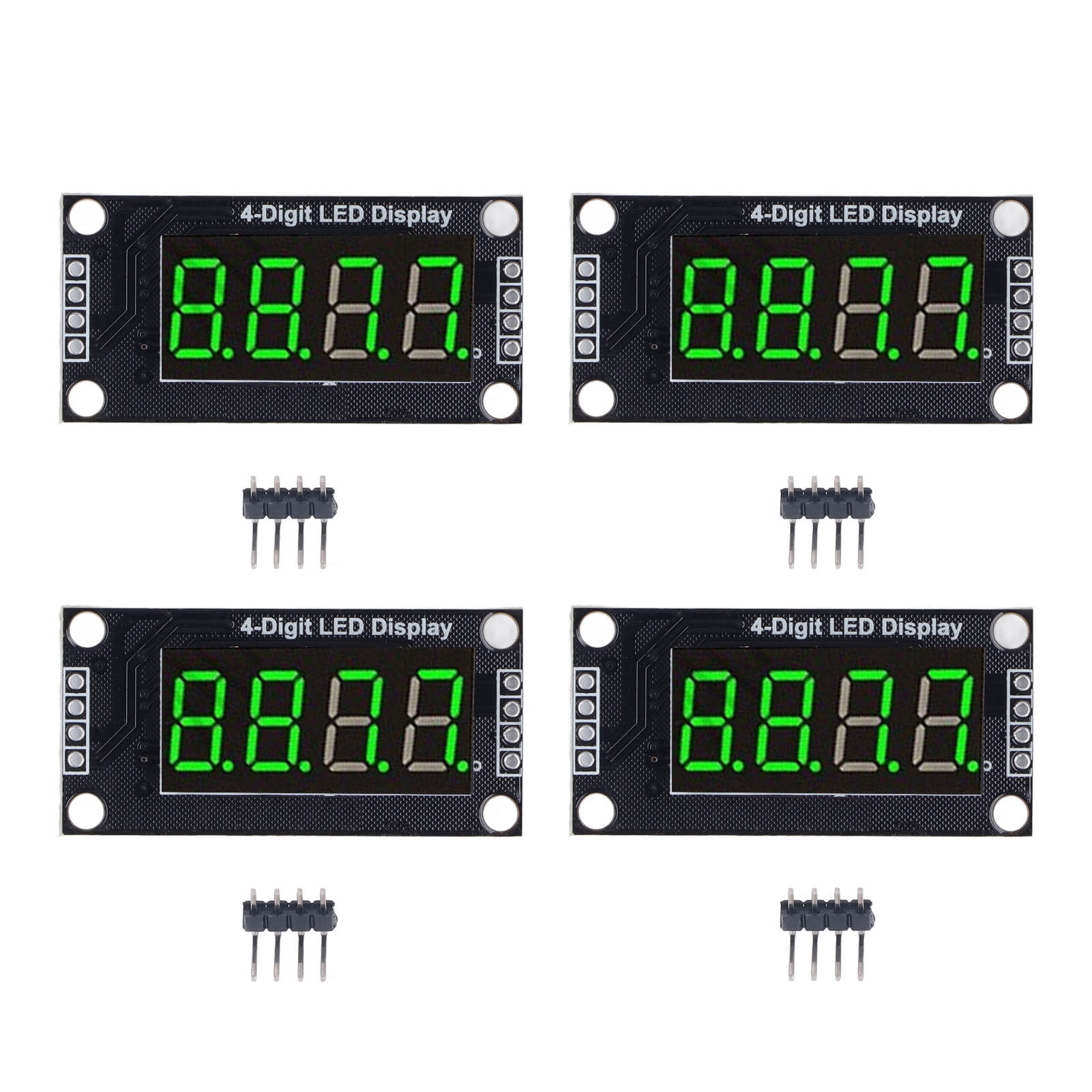 4 Sets Digital Tube Display Module LED 4 Digit 7 Segment 0.36in TM1637 Drive Chip Green MRA110E ...