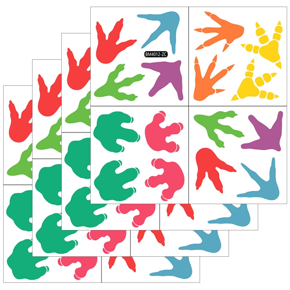 4 Sets Dinosaur Footprints Floor Decals Dinosaur Tracks Stickers Kids ...