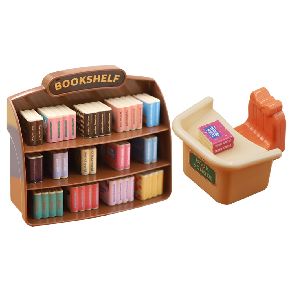 4 Sets Dollhouse Bookshelf Miniature Scene Accessories Girl 10.8X3.7CM ...