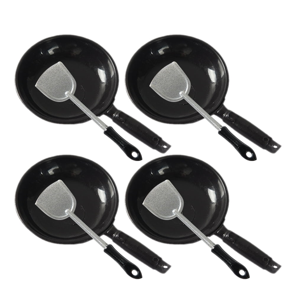 4 Sets Dollhouse Kitchen Gadget Model Miniature Skillet Pan With ...