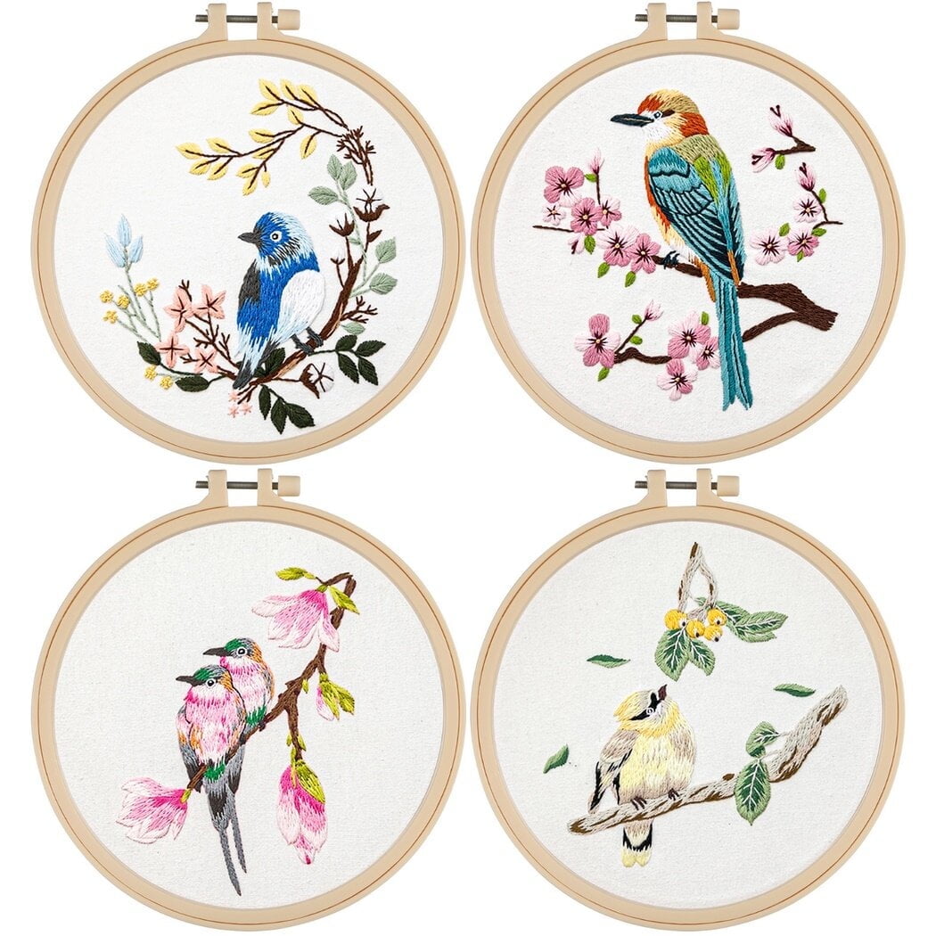 4 Sets Embroidery Kit, Art Craft Handy Sewing Set for Beginners ...