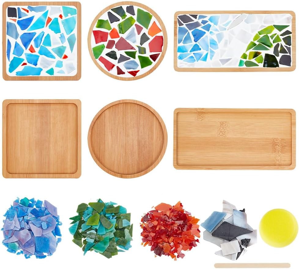 3 Set DIY Mosaic Coaster Kit DIY Craft Coaster Glass Coasters Make Your ...
