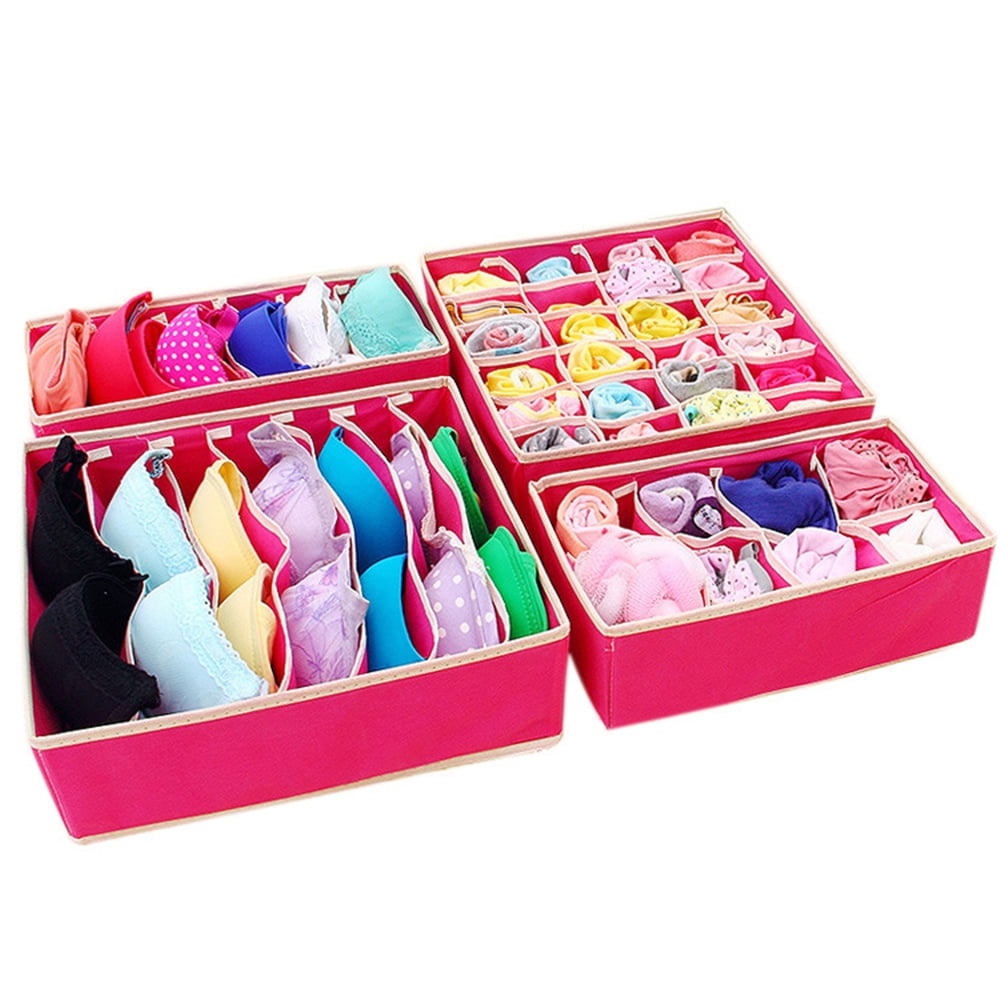 4 Sets Foldable Underwear and Bras Drawer Organizers Dividers, Fabric ...